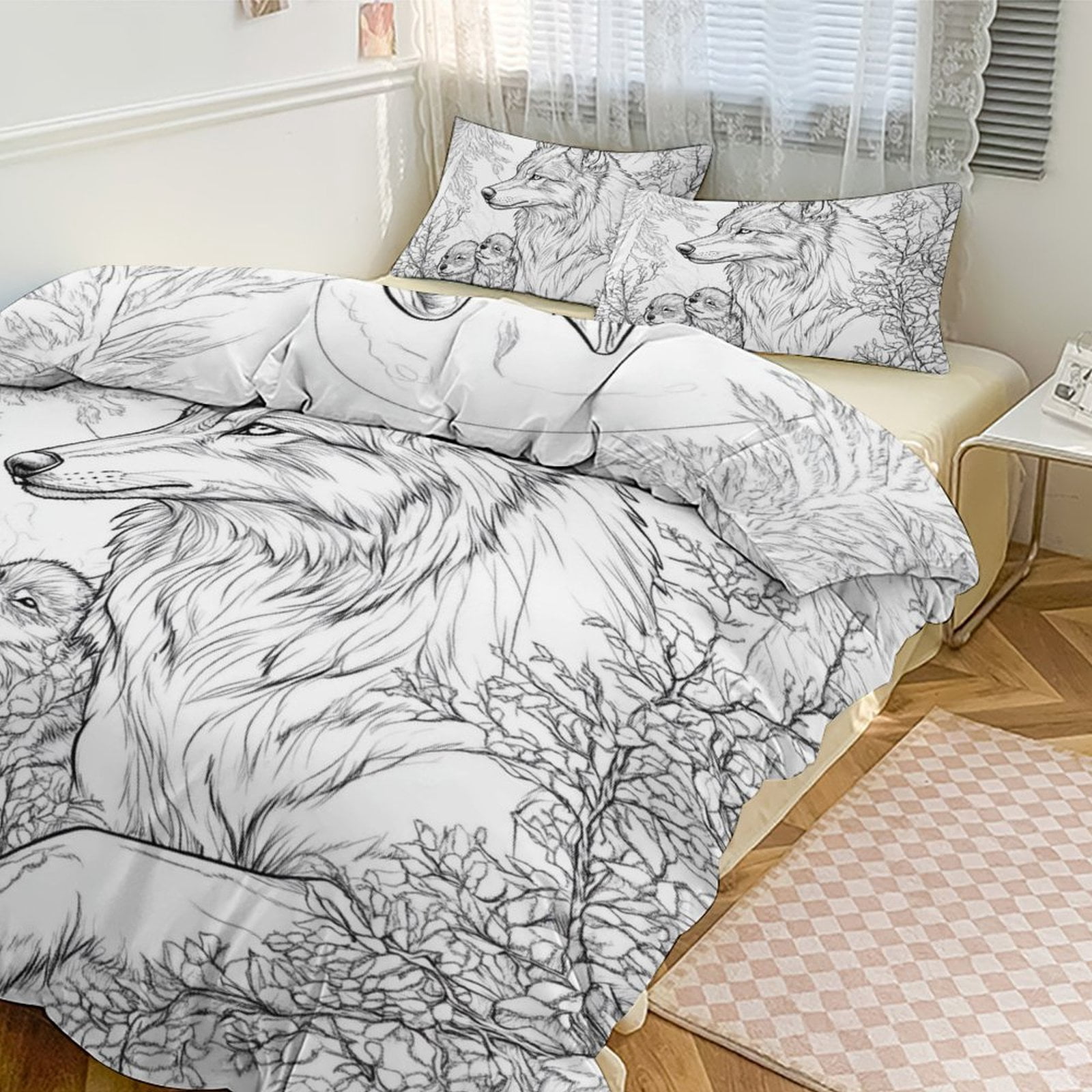 Jungle Wolf Mech Bedding Set with Zipper Closure for Girls & Boys ...