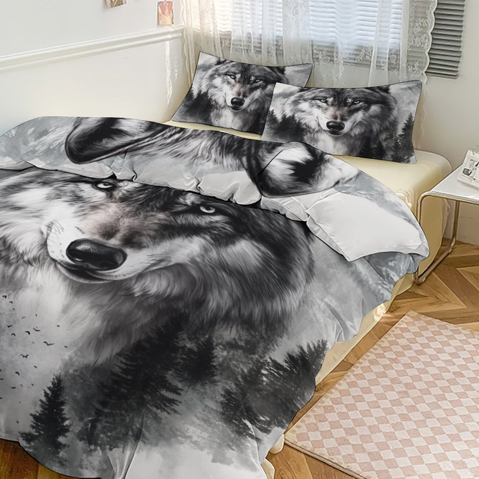 Jungle Wolf Mech Bedding Set with Zipper Closure for Girls & Boys ...