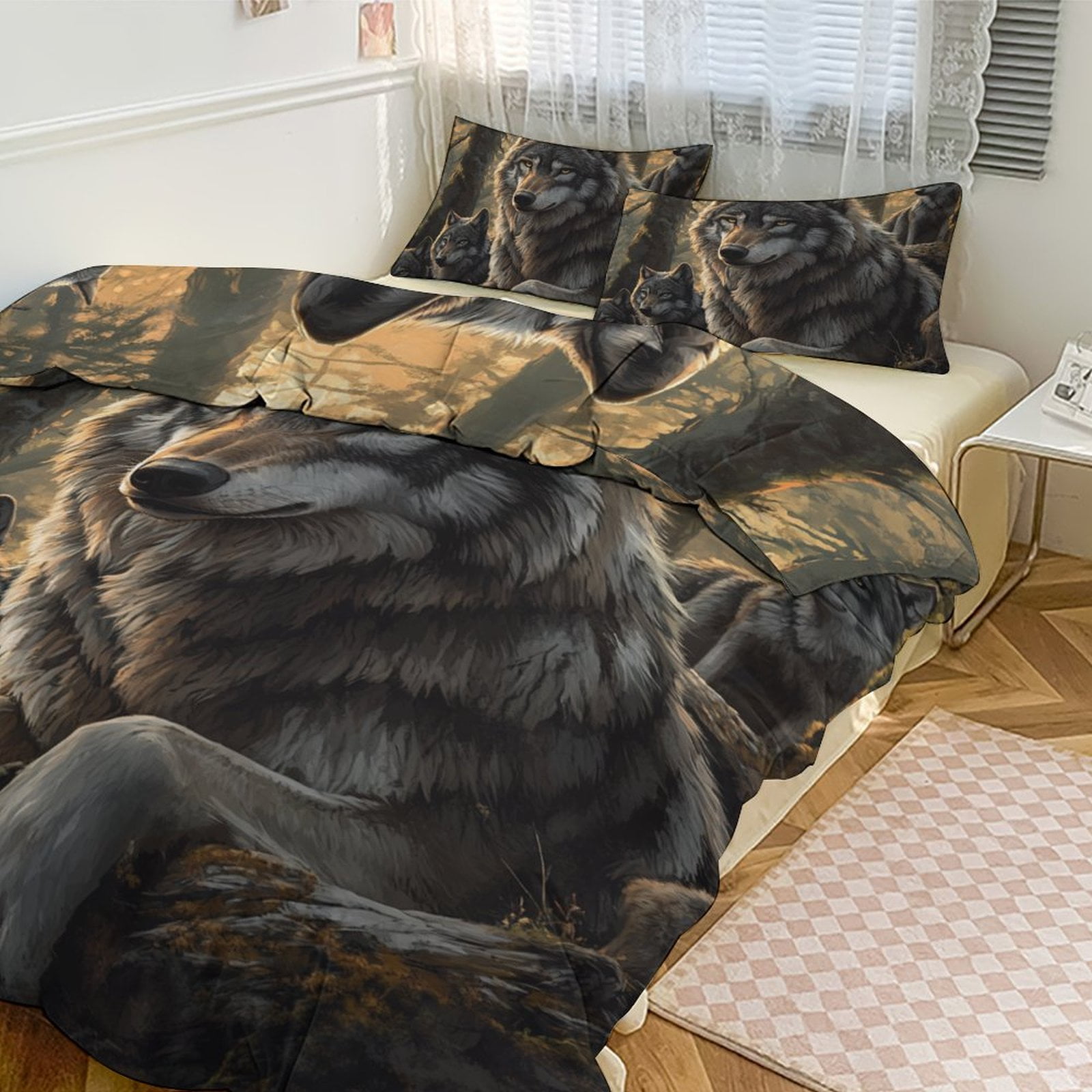 Jungle Wolf Mech Bedding Set with Zipper Closure for Girls & Boys ...