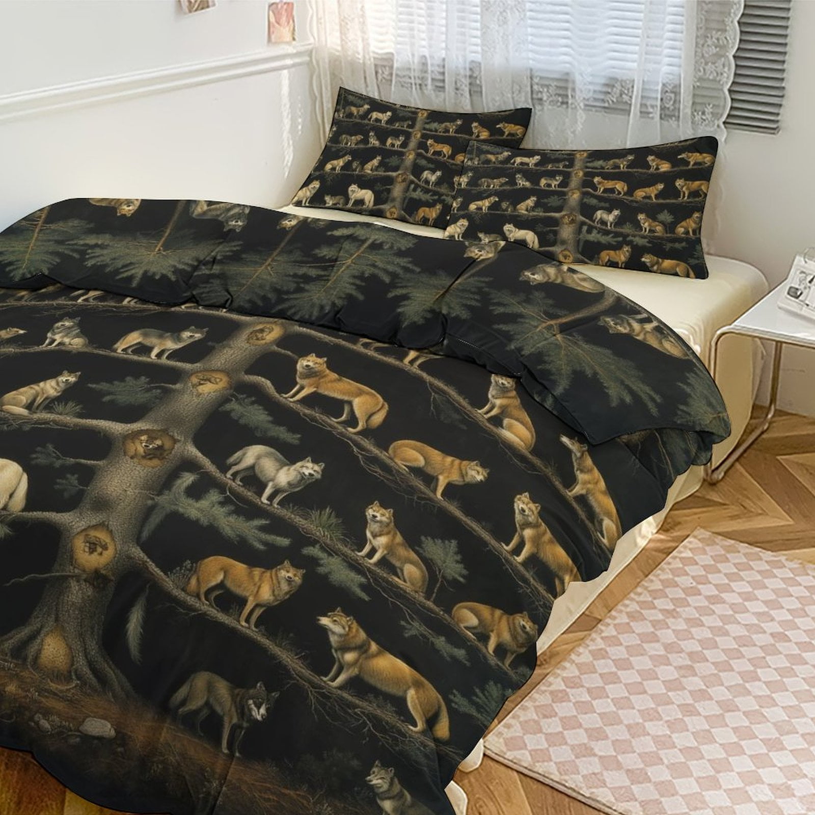 Jungle Wolf Mech Bedding Sets Twin Duvet Cover 3 Piece Cute Bed Set for ...