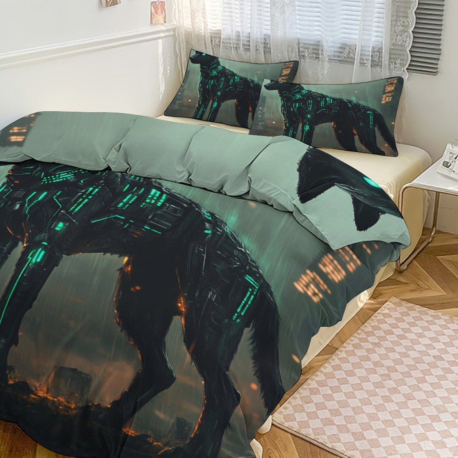 Jungle Wolf Mech Bedding Sets Twin Duvet Cover 3 Piece Cute Bed Set for ...