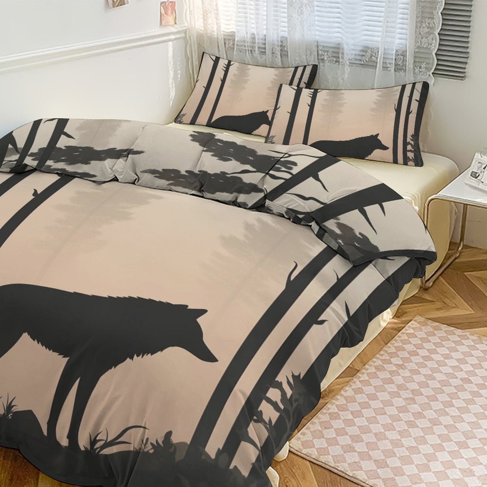 Jungle Wolf Mech Bedding Sets Twin Duvet Cover 3 Piece Cute Bed Set for ...