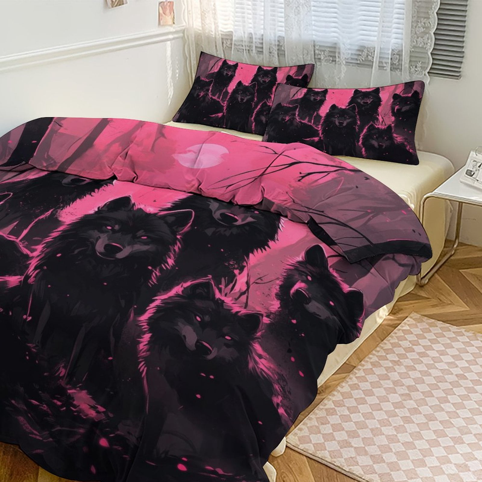 Jungle Wolf Mech Bedding Sets Twin Duvet Cover 3 Piece Cute Bed Set for ...