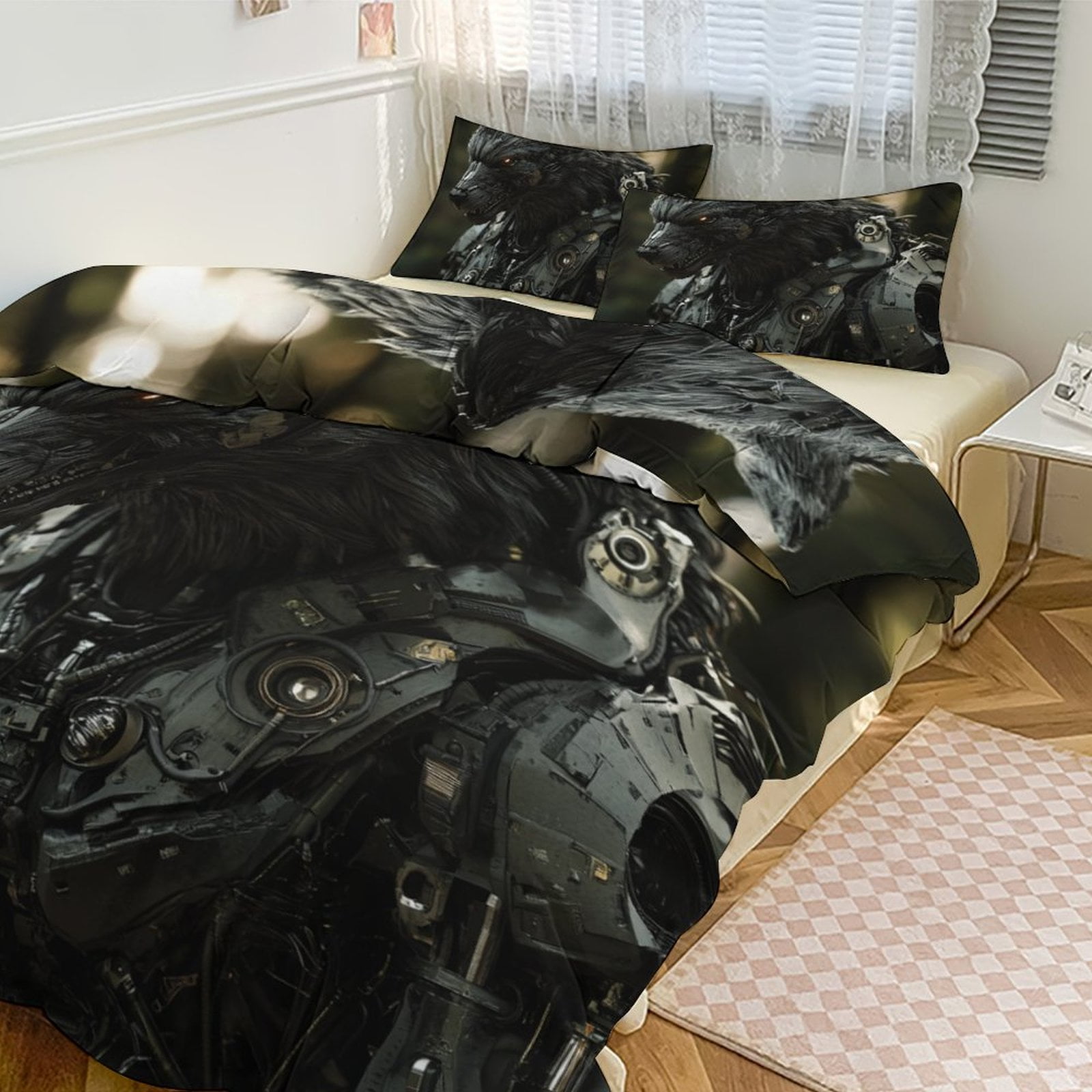 Jungle Wolf Mech Bedding Sets Twin Duvet Cover 3 Piece Cute Bed Set for ...