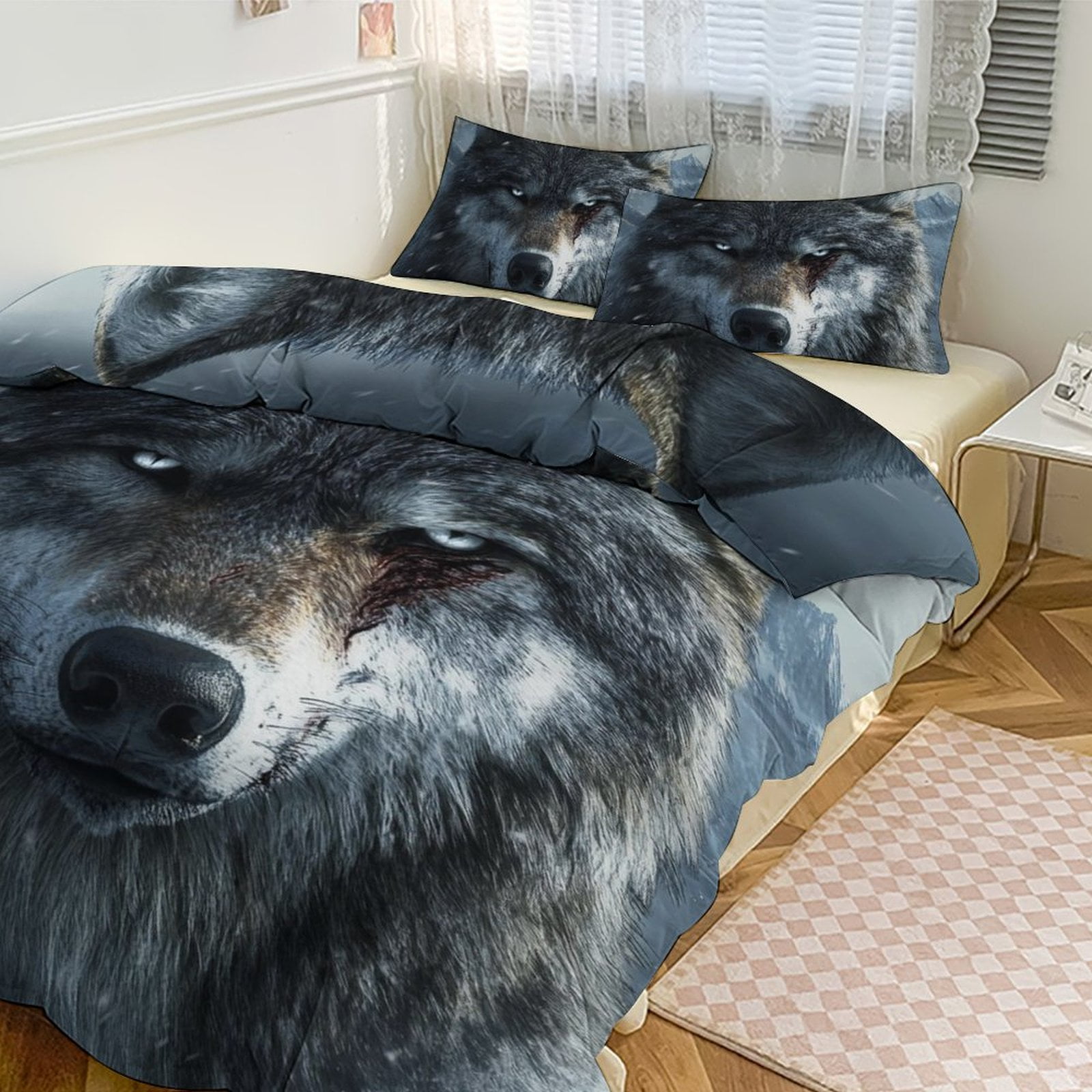 Jungle Wolf Mech Bedding Sets Twin Duvet Cover 3 Piece Cute Bed Set for ...