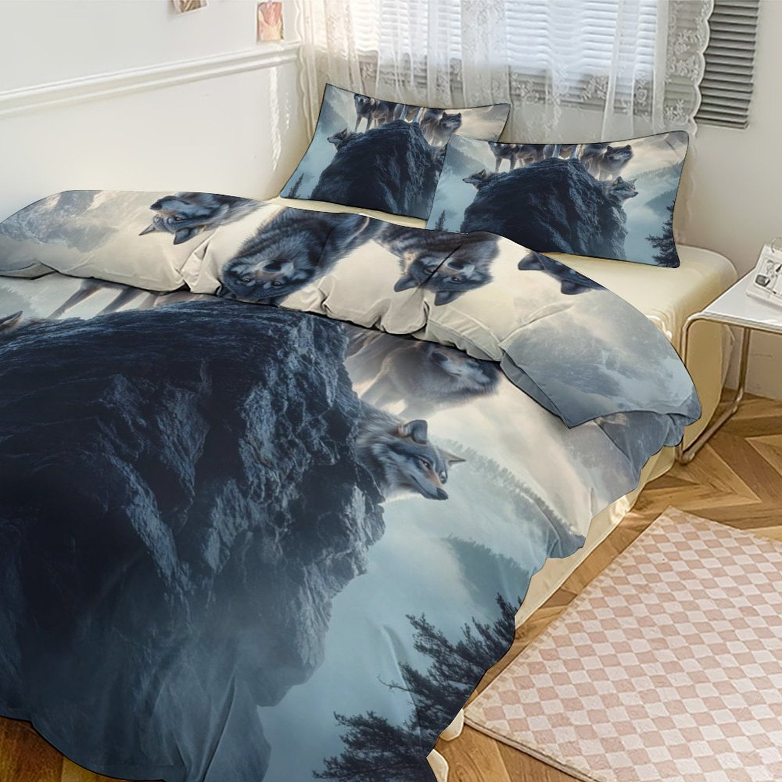 Jungle Wolf Mech Bedding Sets Twin Duvet Cover 3 Piece Cute Bed Set for ...