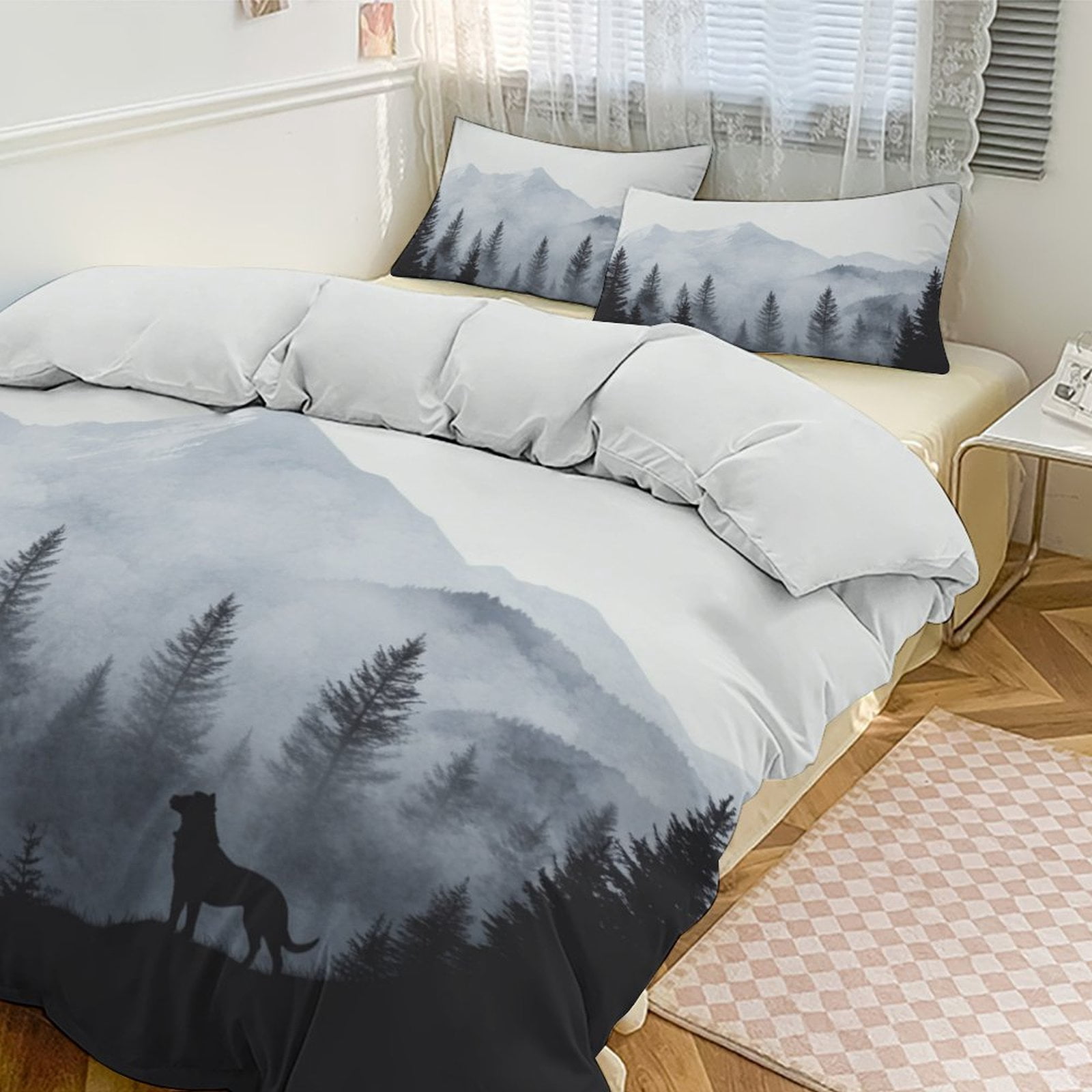 Jungle Wolf Mech Bedding Sets Twin Duvet Cover 3 Piece Cute Bed Set for ...