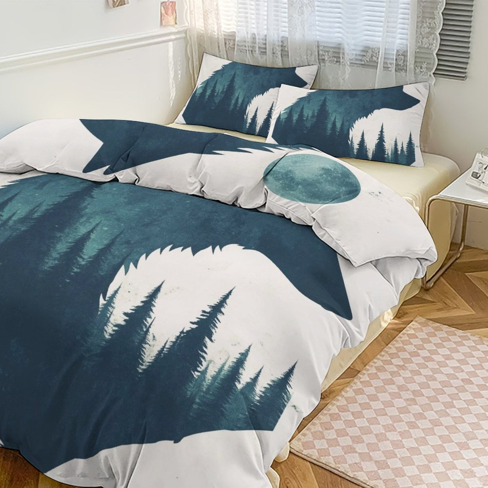 Jungle Wolf Mech Bedding Sets Twin Duvet Cover 3 Piece Cute Bed Set for ...