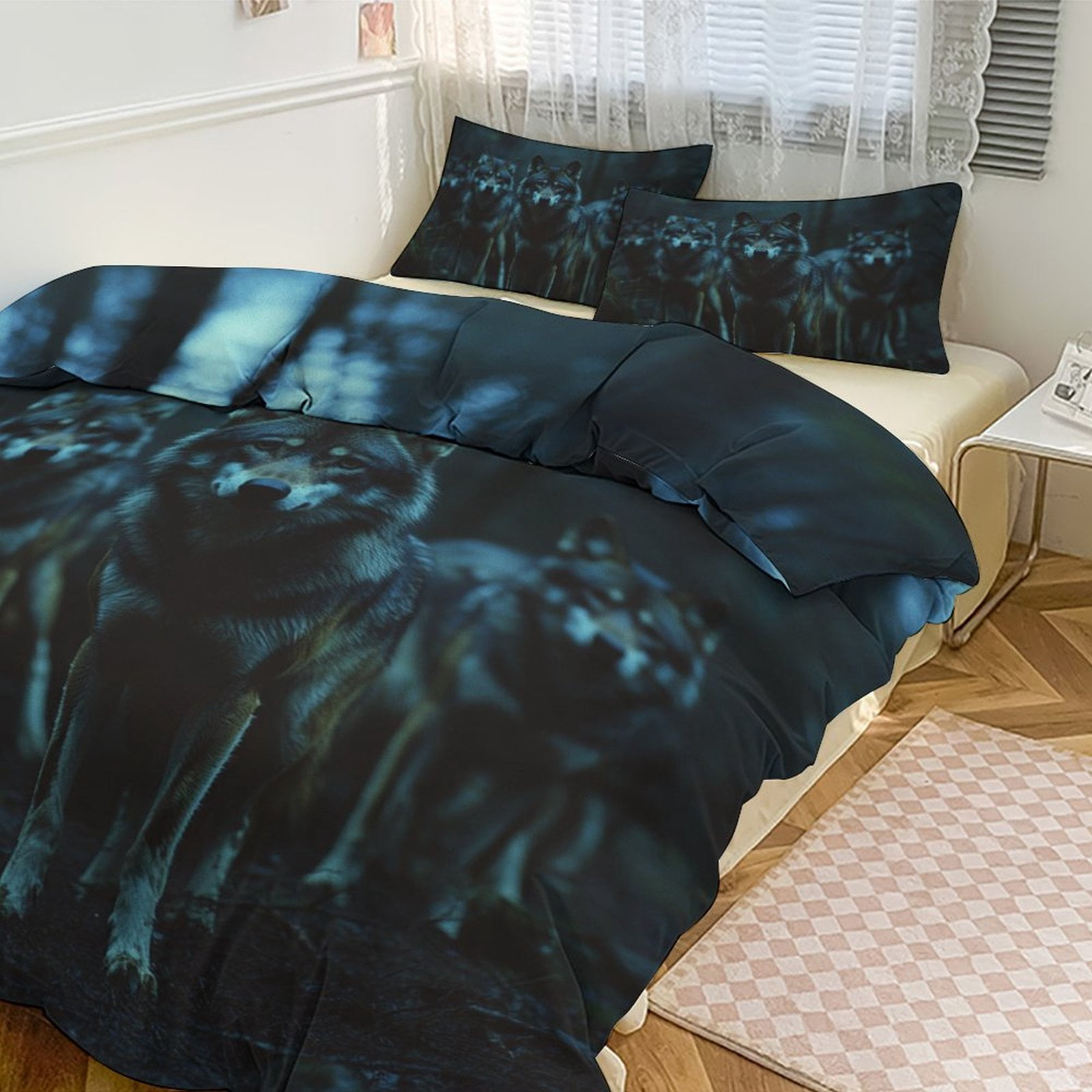 Jungle Wolf Mech Bedding Sets Twin Duvet Cover 3 Piece Cute Bed Set for ...