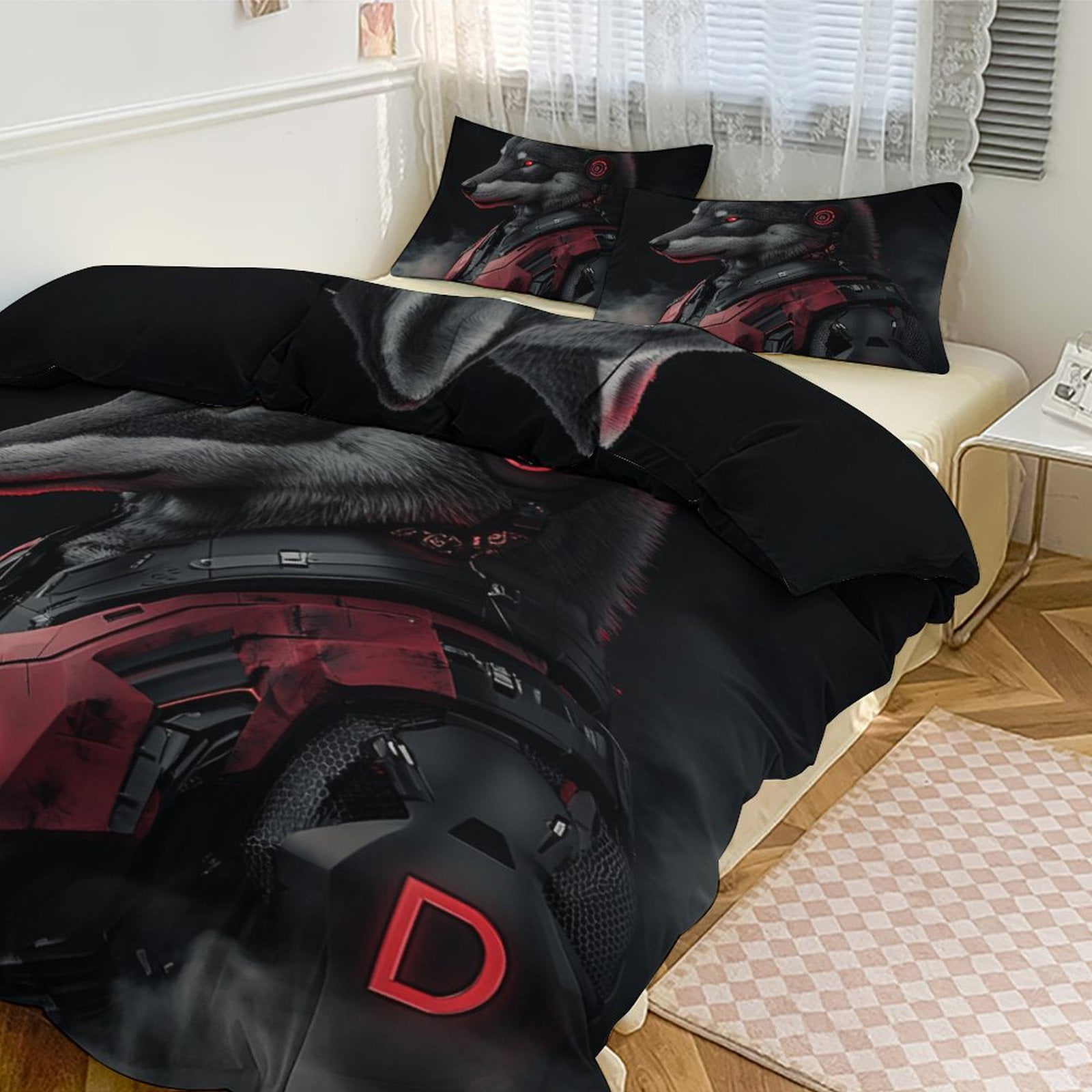 Jungle Wolf Mech Bedding Sets Twin Duvet Cover 3 Piece Cute Bed Set for ...