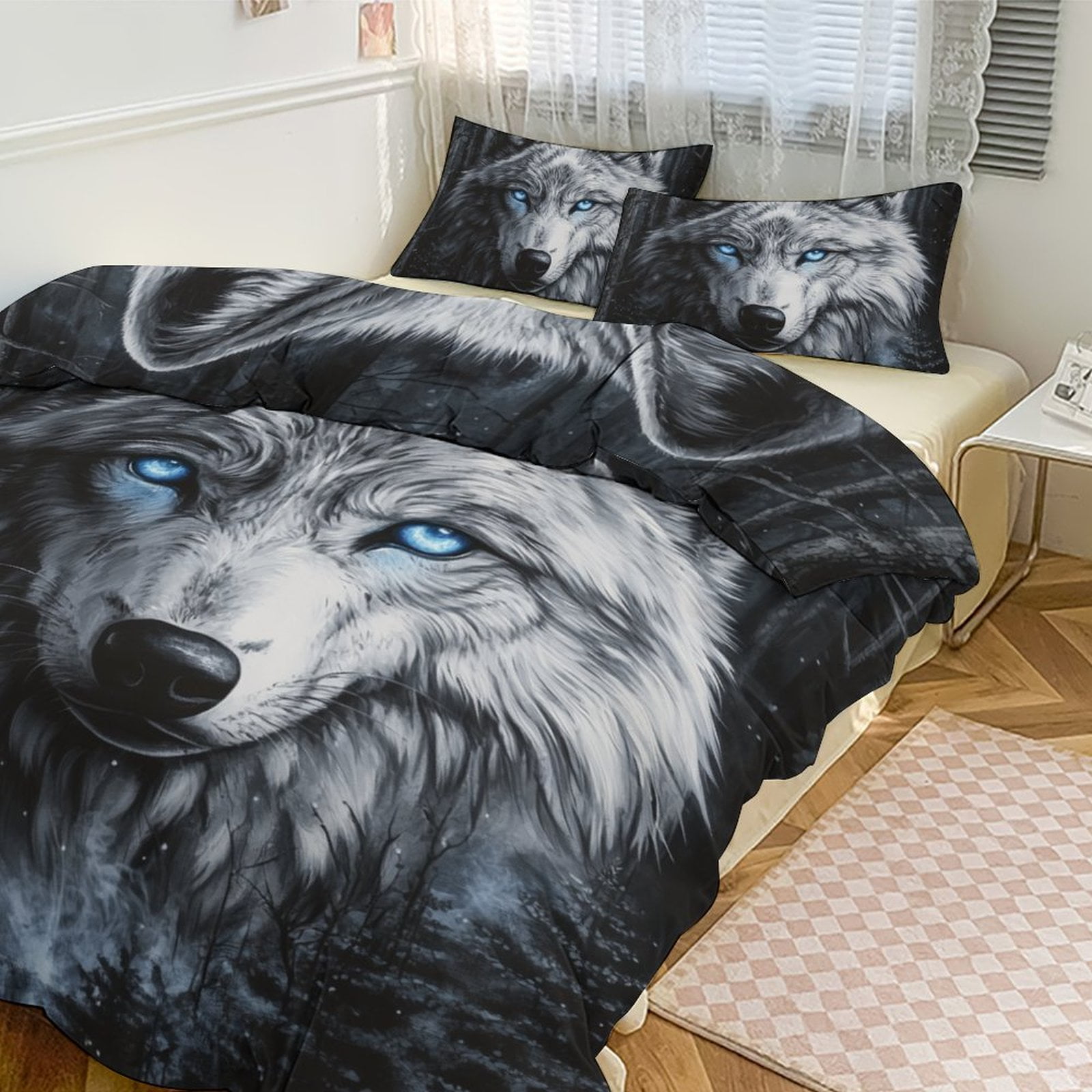 Jungle Wolf Mech Bedding Sets Twin Duvet Cover 3 Piece Cute Bed Set for ...
