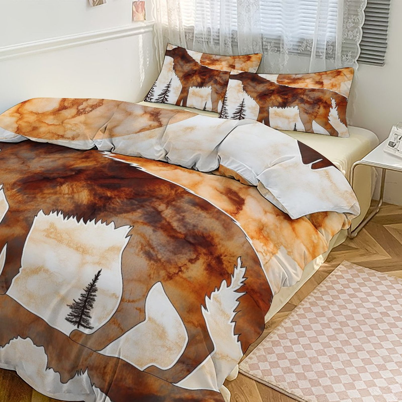Jungle Wolf Mech Bedding Sets Twin Duvet Cover 3 Piece Cute Bed Set for ...