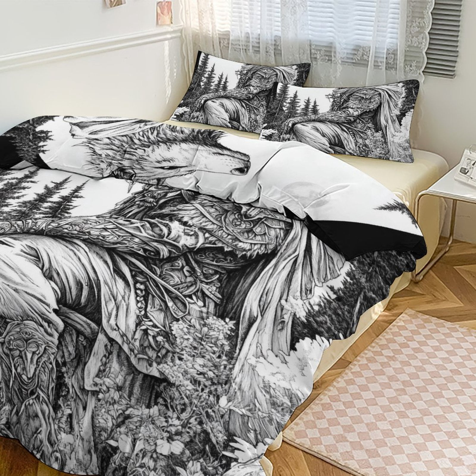 Jungle Wolf Mech Bedding Sets Twin Duvet Cover 3 Piece Cute Bed Set for ...