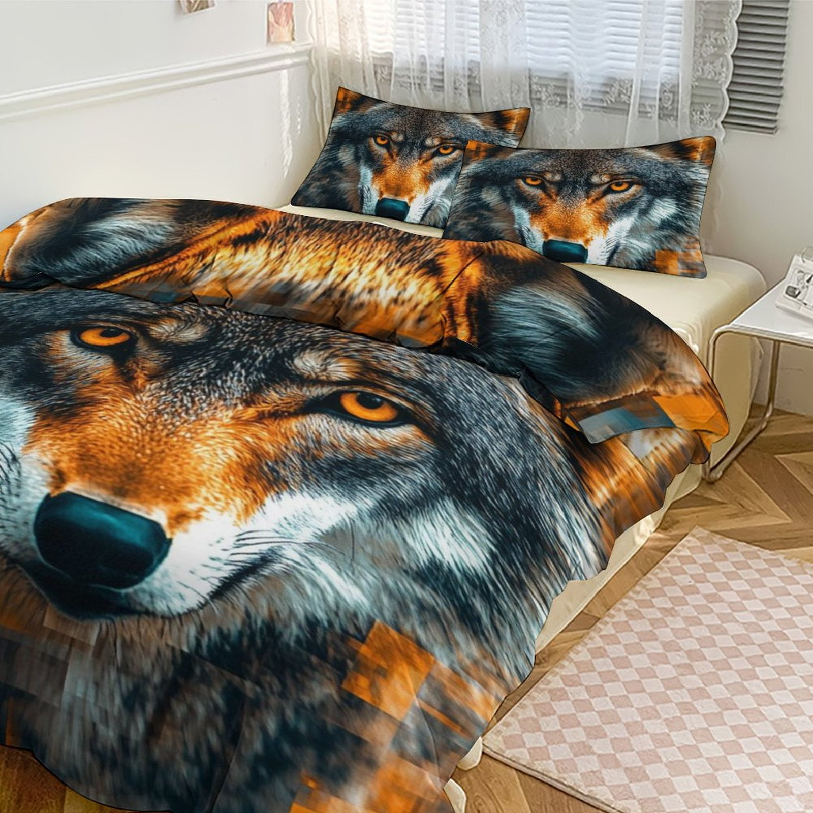 Jungle Wolf Mech Bedding Sets Twin Duvet Cover 3 Piece Cute Bed Set for ...