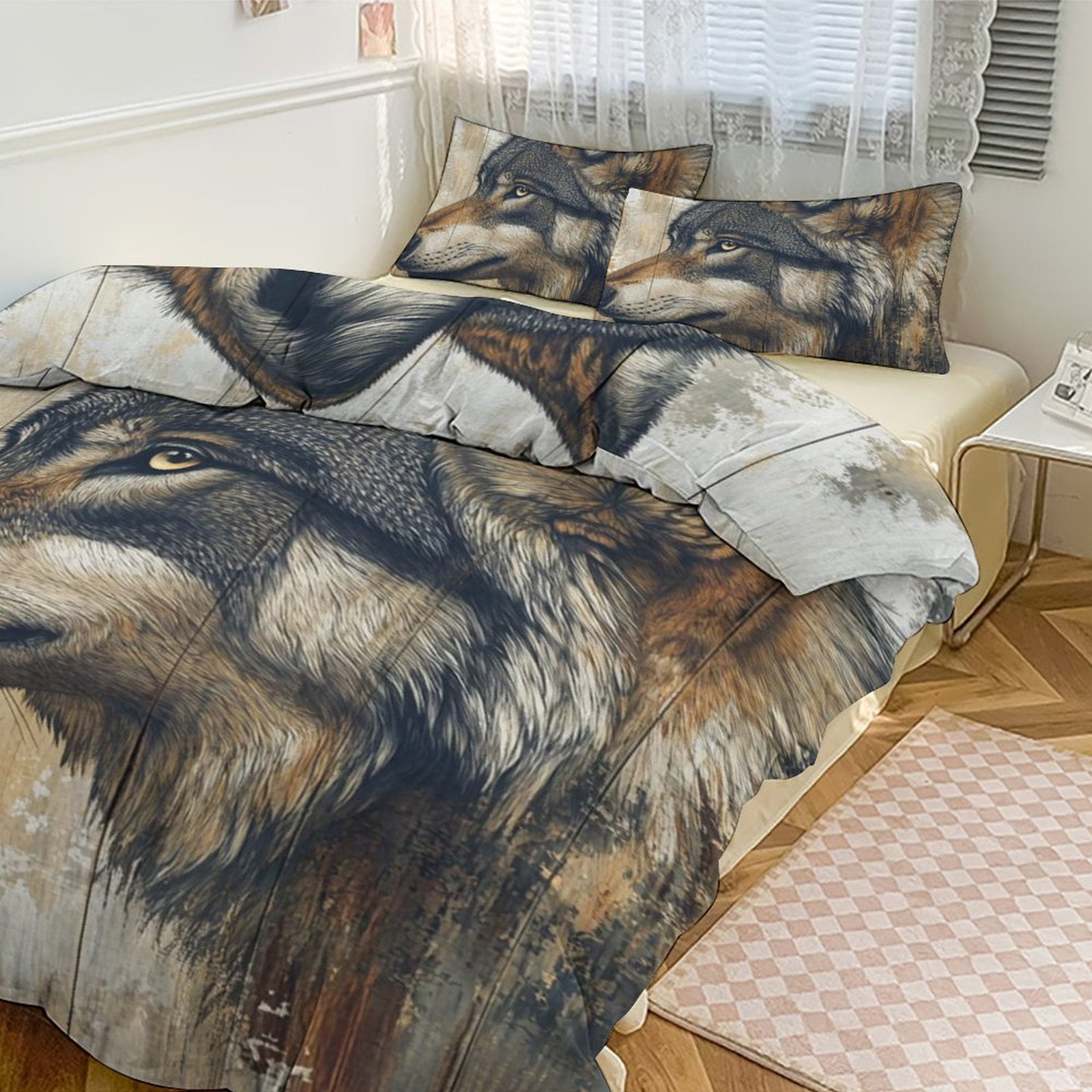 Jungle Wolf Mech Bedding Sets Twin Duvet Cover 3 Piece Cute Bed Set for ...