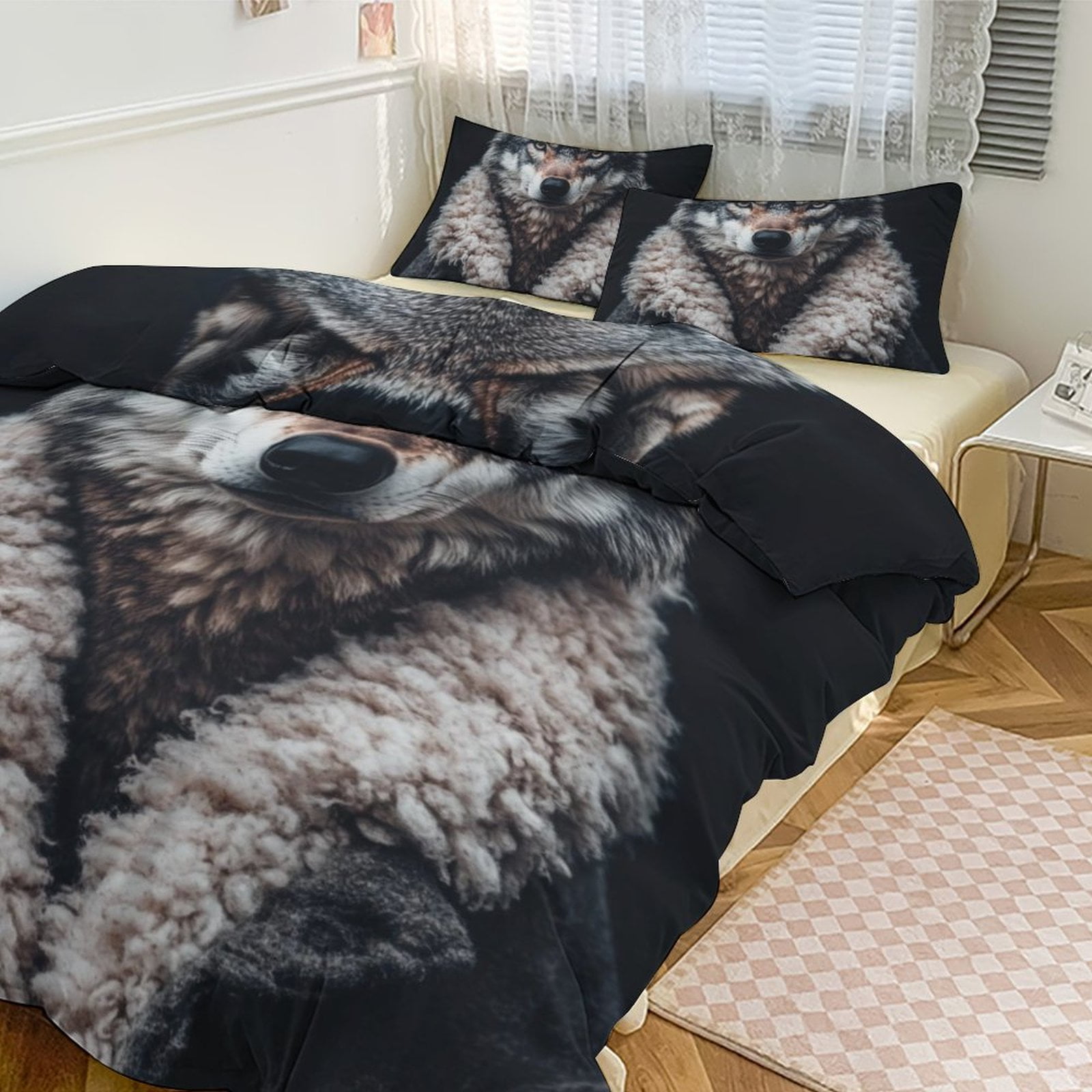 Jungle Wolf Mech Bedding Sets Twin Duvet Cover 3 Piece Cute Bed Set for ...