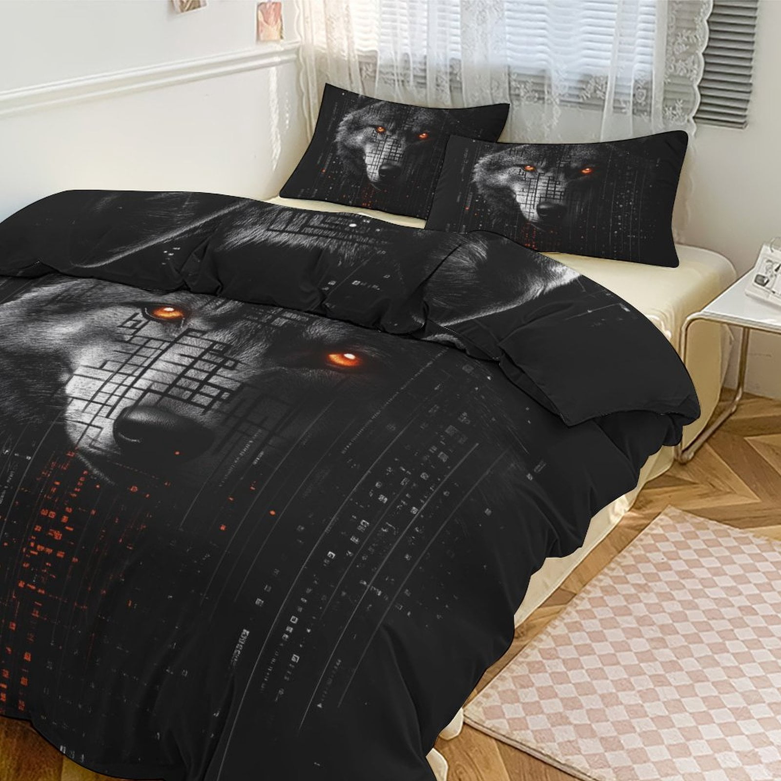 Jungle Wolf Mech Bedding Sets Twin Duvet Cover 3 Piece Cute Bed Set for ...