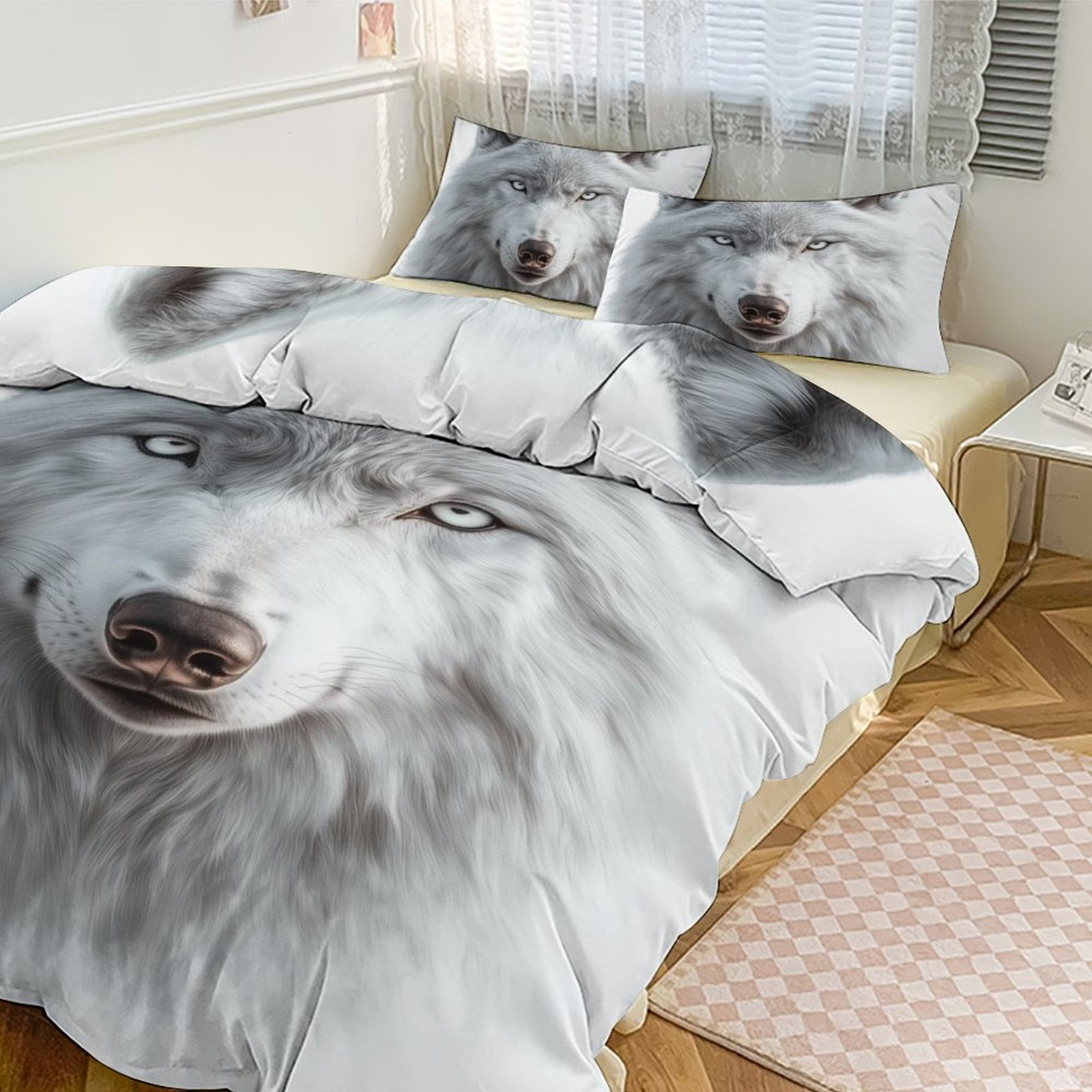 Jungle Wolf Mech Bedding Sets Twin Duvet Cover 3 Piece Cute Bed Set for ...