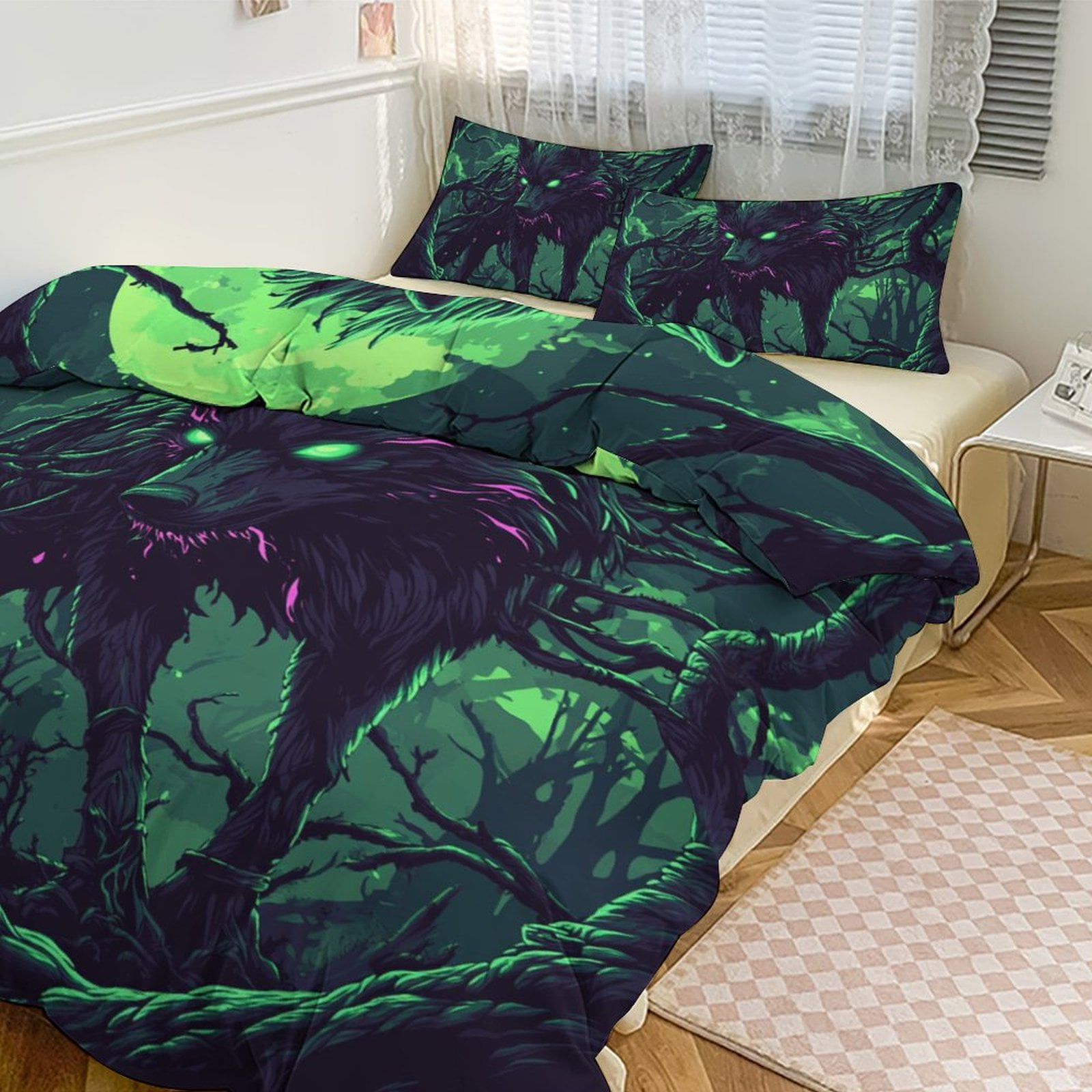 Jungle Wolf Mech Bedding Sets Twin Duvet Cover 3 Piece Cute Bed Set for ...