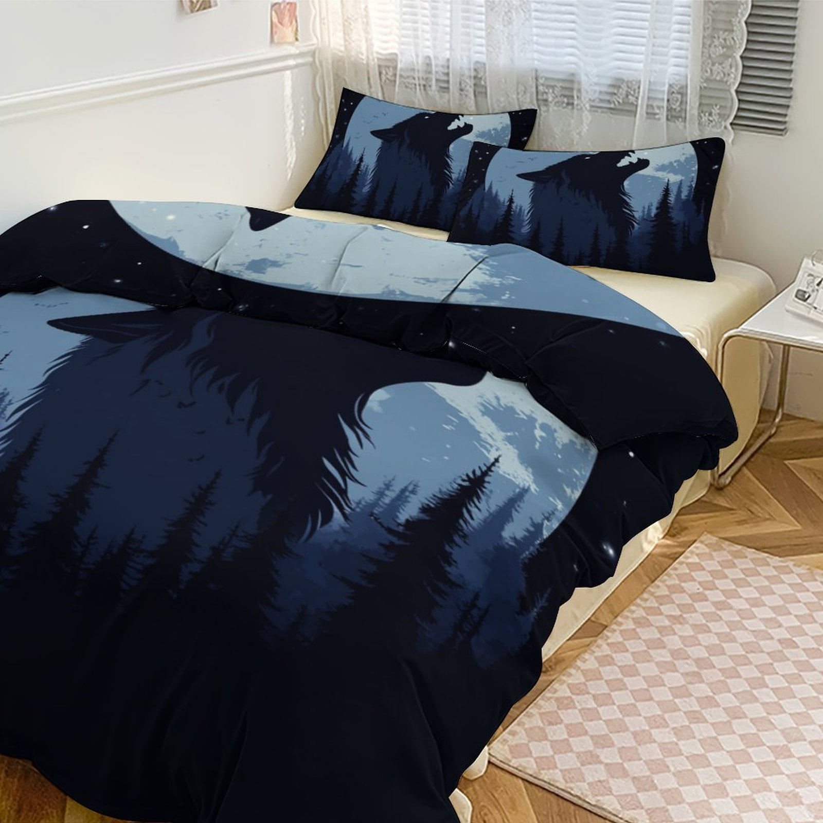 Jungle Wolf Mech Bedding Sets Twin Duvet Cover 3 Piece Cute Bed Set for ...