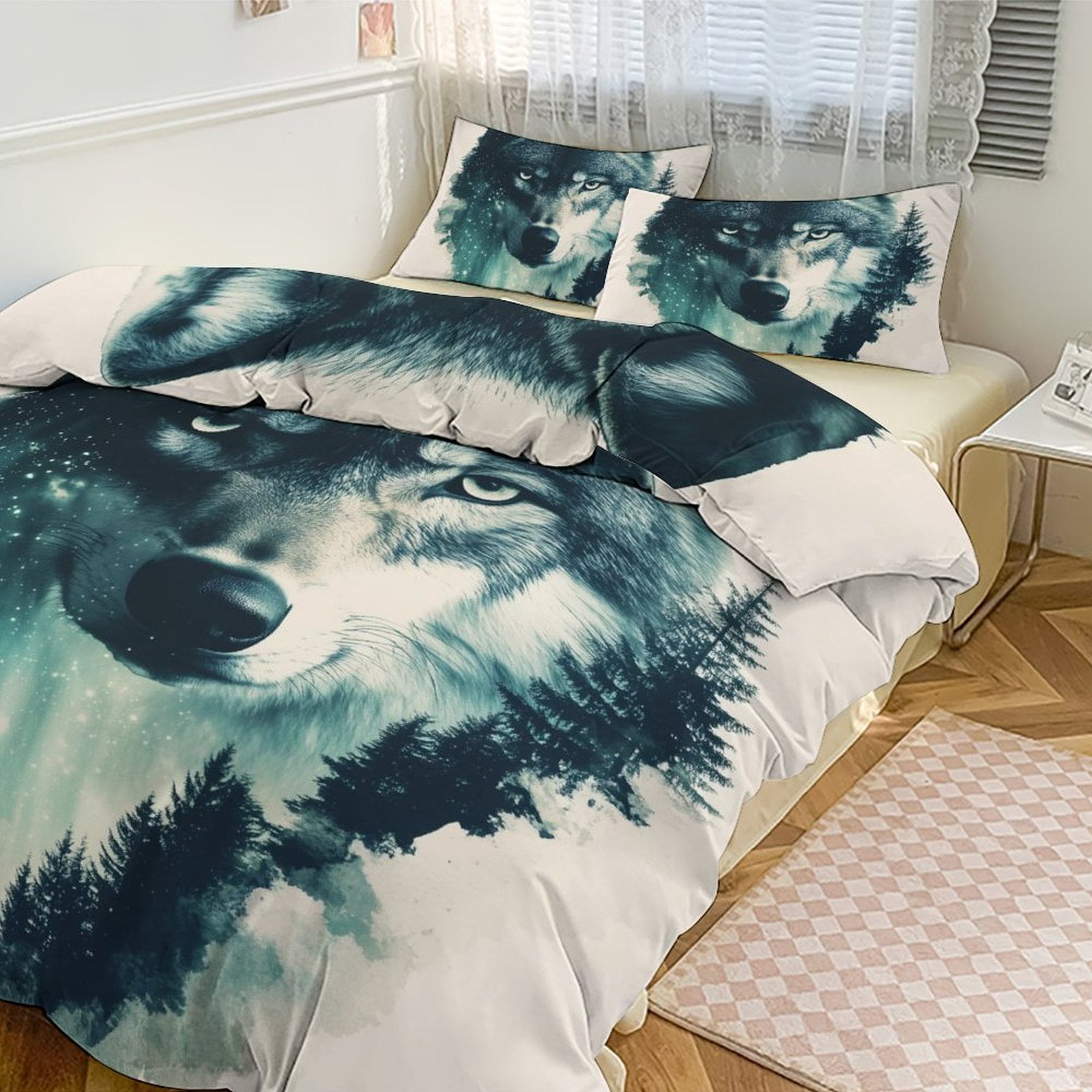 Jungle Wolf Mech Bedding Sets Twin Duvet Cover 3 Piece Cute Bed Set for ...
