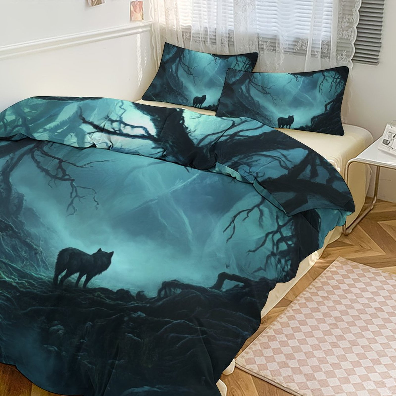 Jungle Wolf Mech Bedding Sets Twin Duvet Cover 3 Piece Cute Bed Set for ...