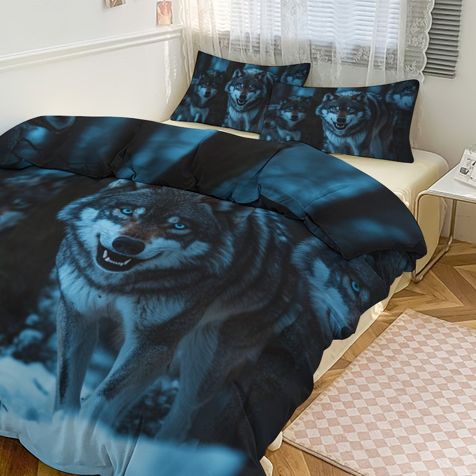 Jungle Wolf Mech Bedding Sets Twin Duvet Cover 3 Piece Cute Bed Set for ...