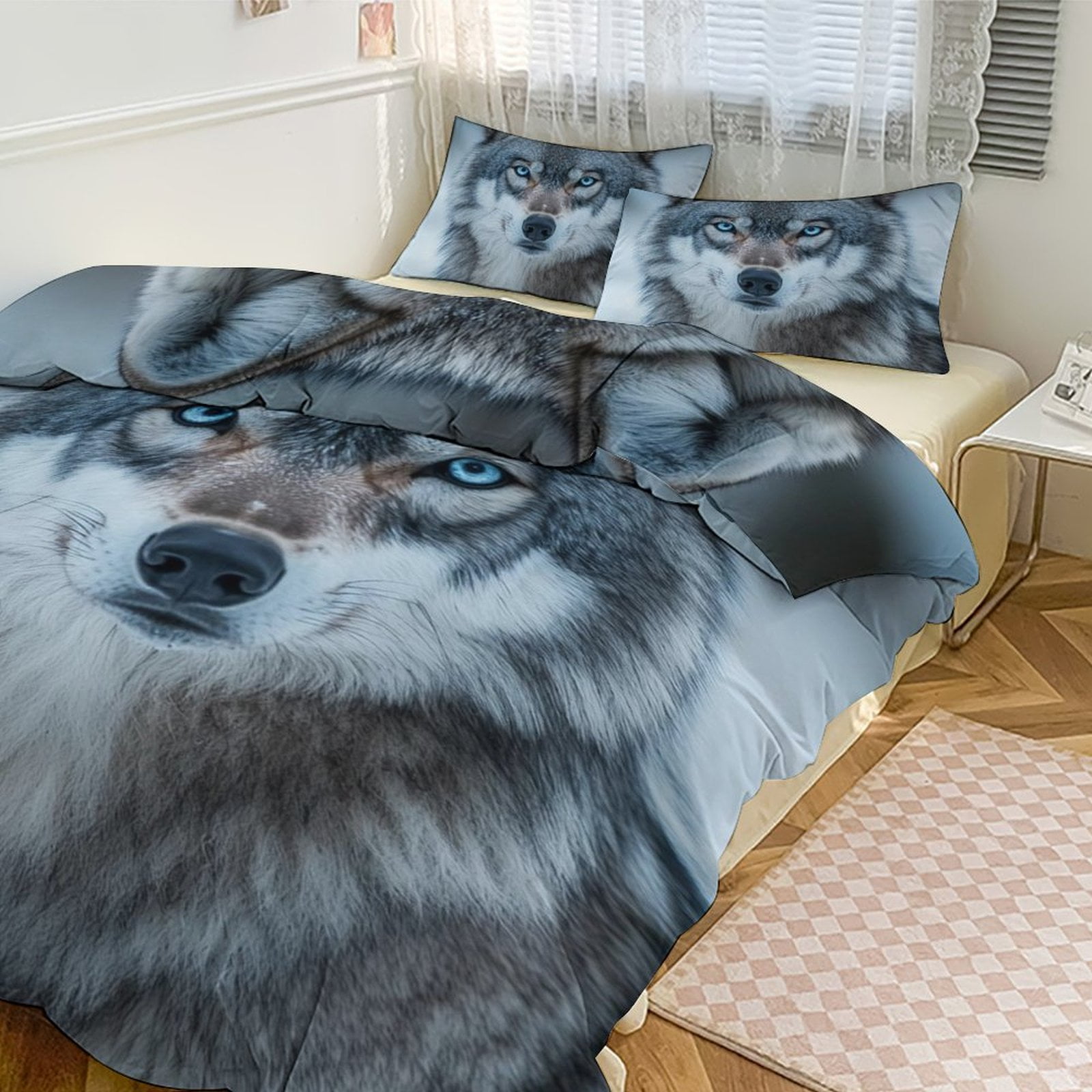 Jungle Wolf Mech Bedding Sets Twin Duvet Cover 3 Piece Cute Bed Set for ...