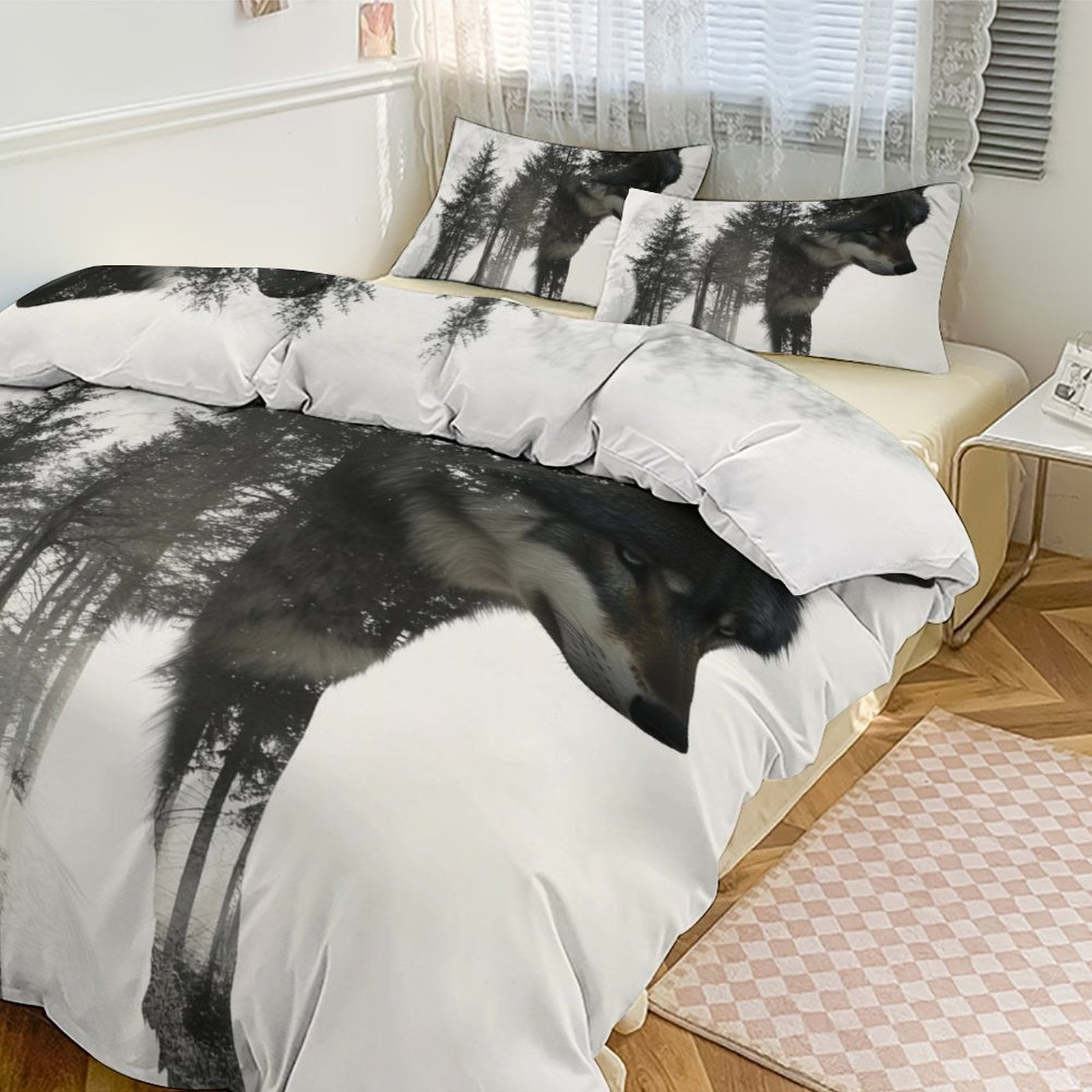 Jungle Wolf Mech Bedding Sets Twin Duvet Cover 3 Piece Cute Bed Set for ...