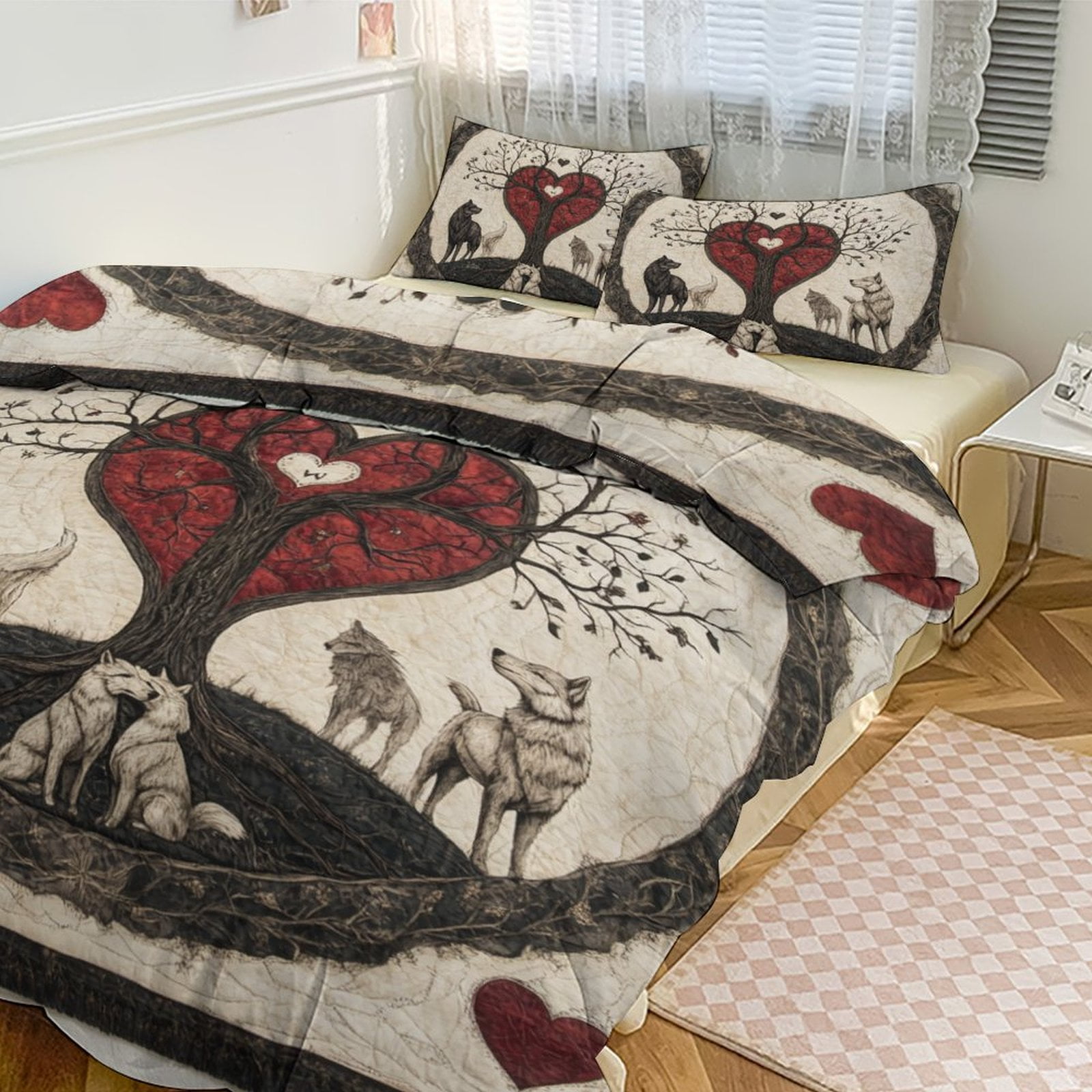 Jungle Wolf Mech Bedding Sets Twin Duvet Cover 3 Piece Cute Bed Set for ...