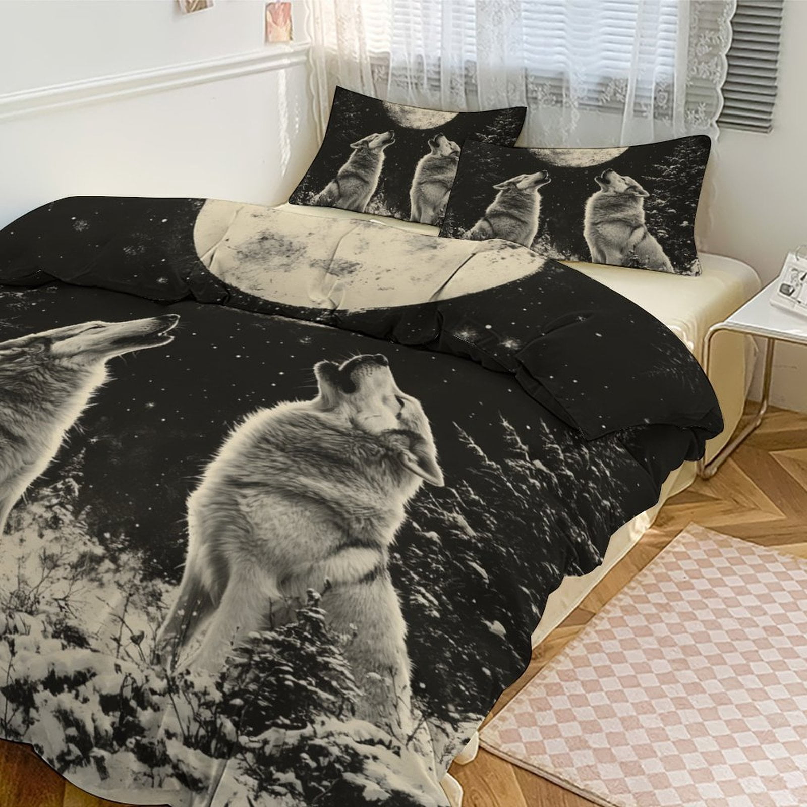 Jungle Wolf Mech Bedding Sets Twin Duvet Cover 3 Piece Cute Bed Set for ...