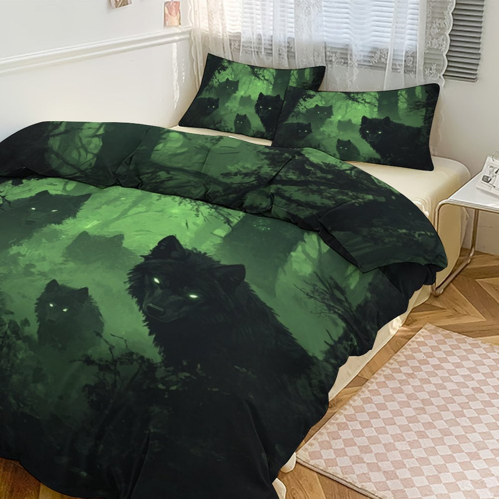 Jungle Wolf Mech Bedding Sets Twin Duvet Cover 3 Piece Cute Bed Set for ...