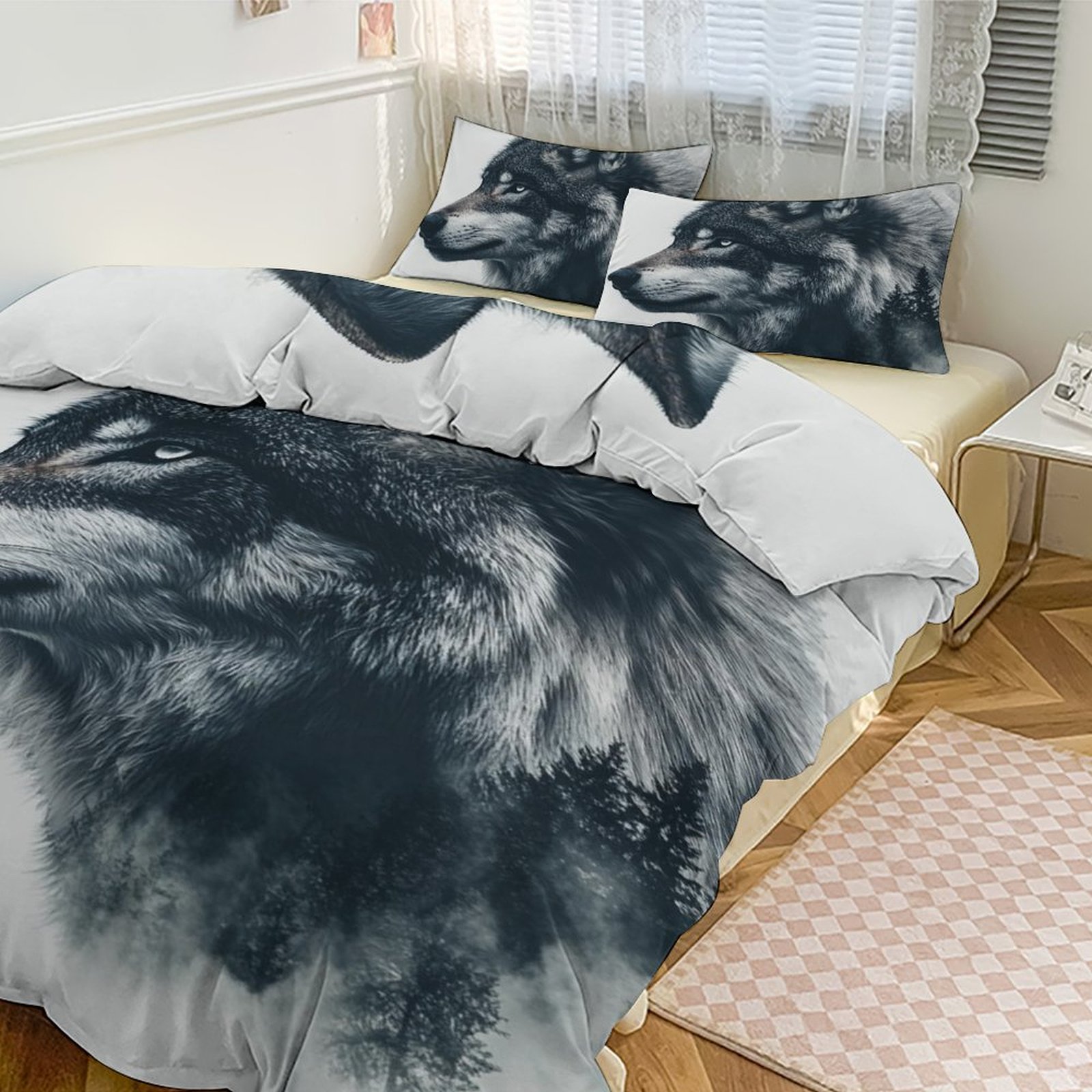 Jungle Wolf Mech Bedding Sets Twin Duvet Cover 3 Piece Cute Bed Set for ...