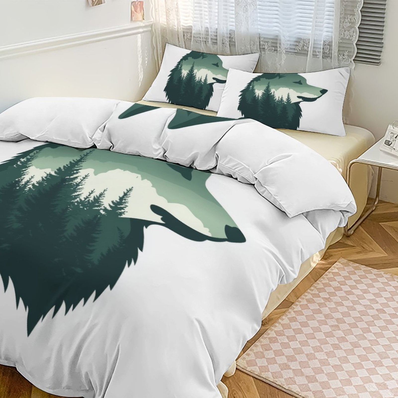 Jungle Wolf Mech Bedding Sets Twin Duvet Cover 3 Piece Cute Bed Set for ...
