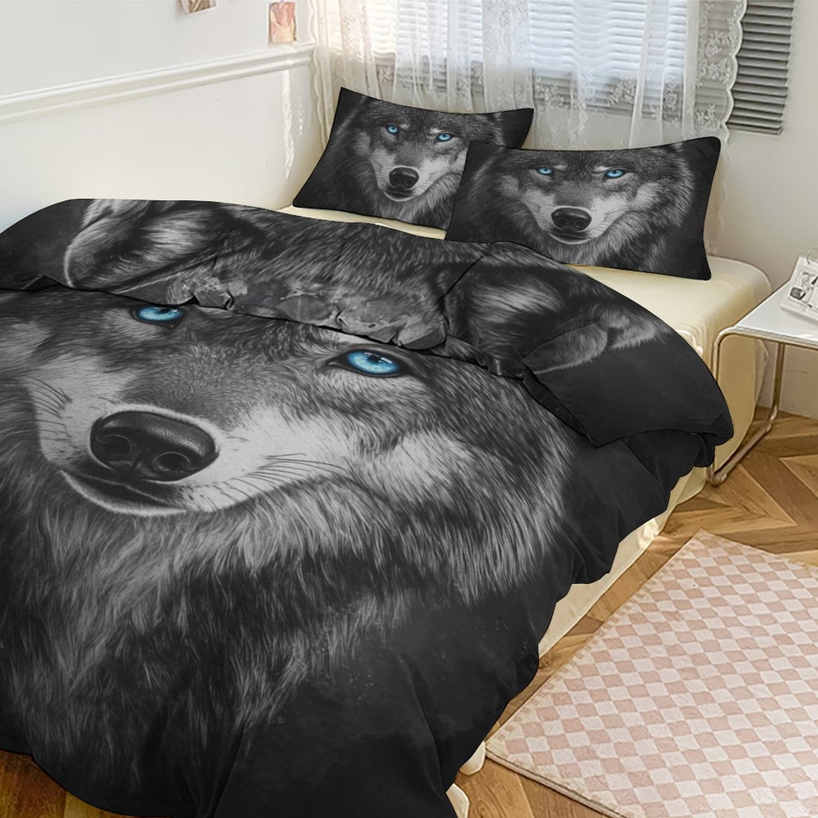 Jungle Wolf Mech Bedding Sets Twin Duvet Cover 3 Piece Cute Bed Set for ...