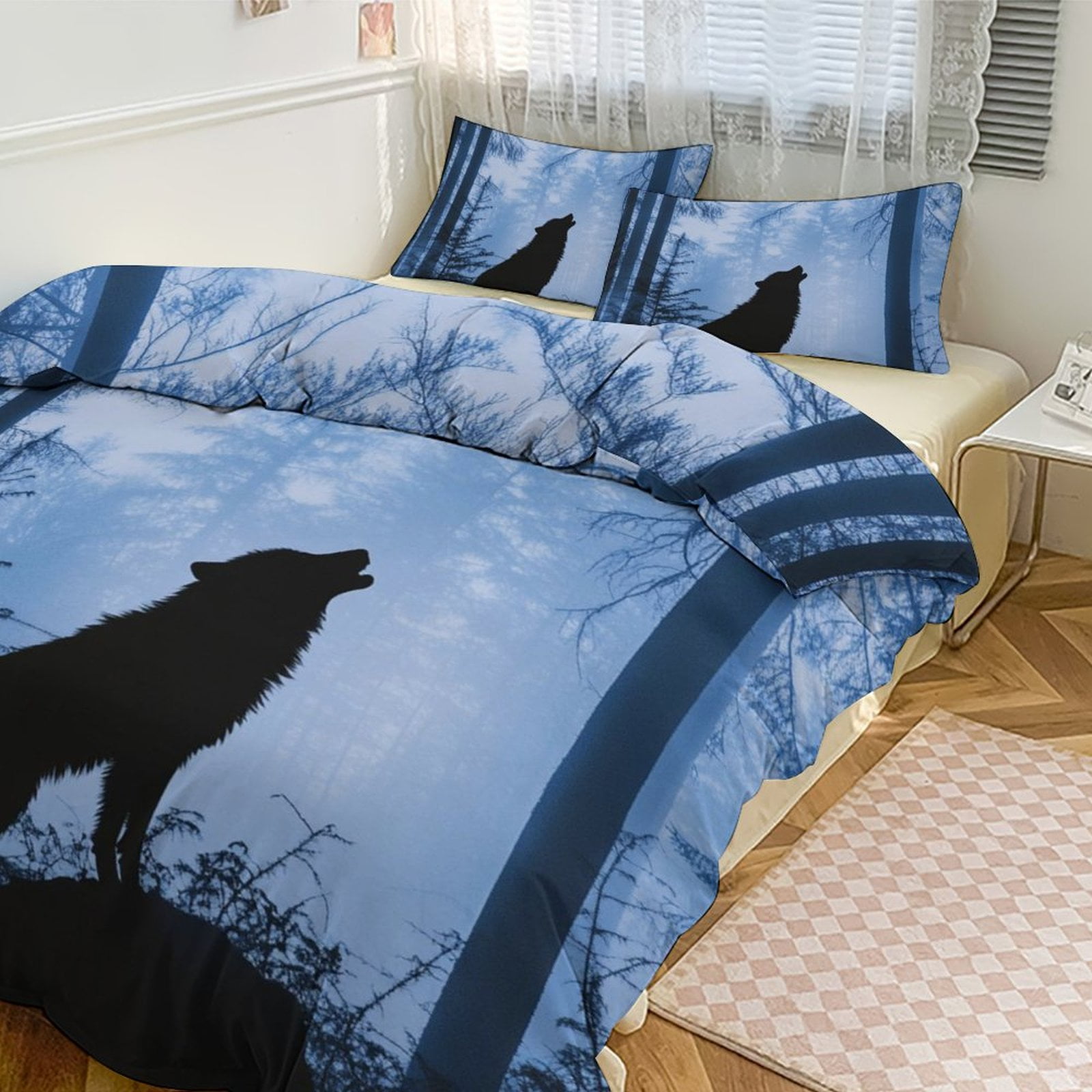 Jungle Wolf Mech Bedding Sets Twin Duvet Cover 3 Piece Cute Bed Set for ...