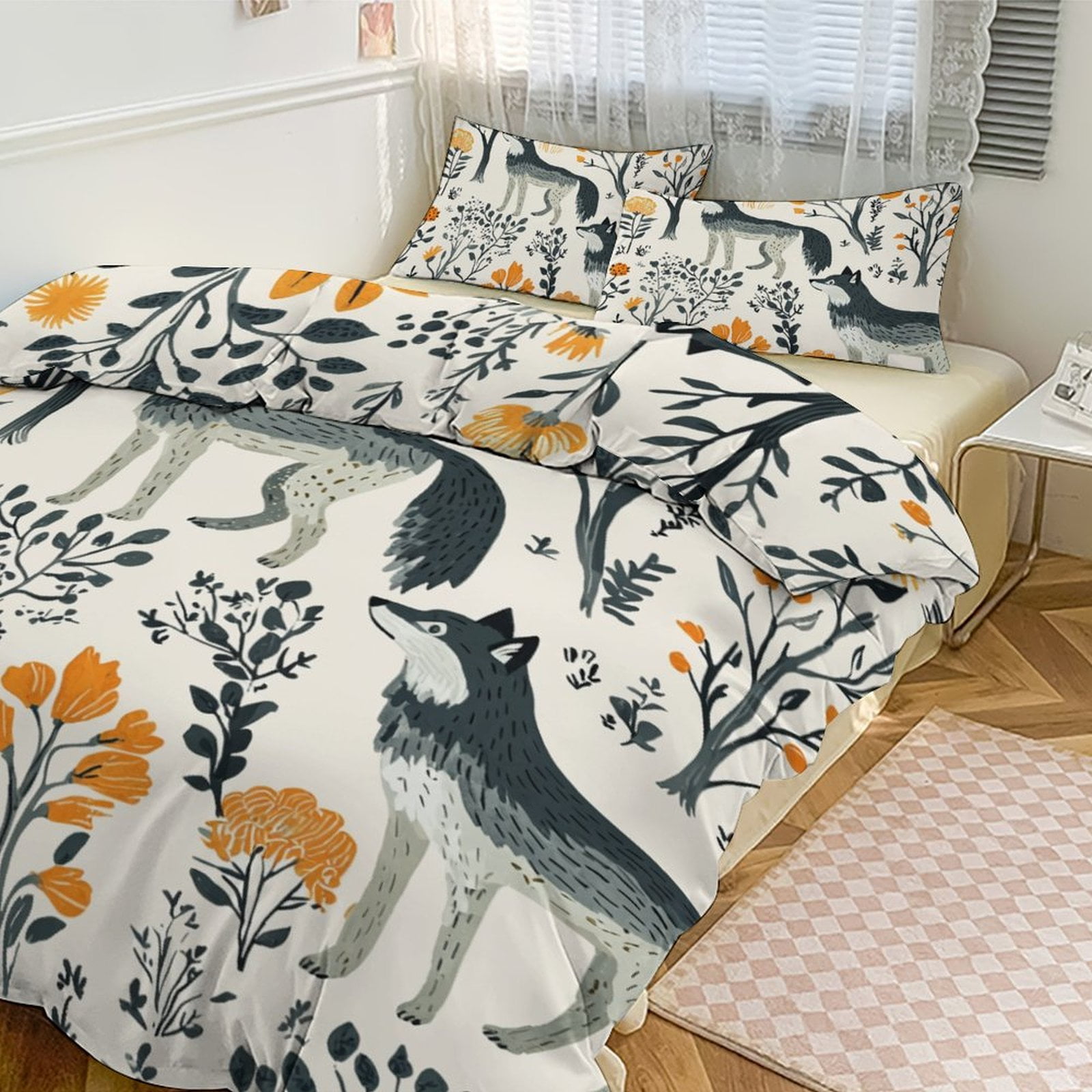 Jungle Wolf Mech Bedding Sets Twin Duvet Cover 3 Piece Cute Bed Set for ...
