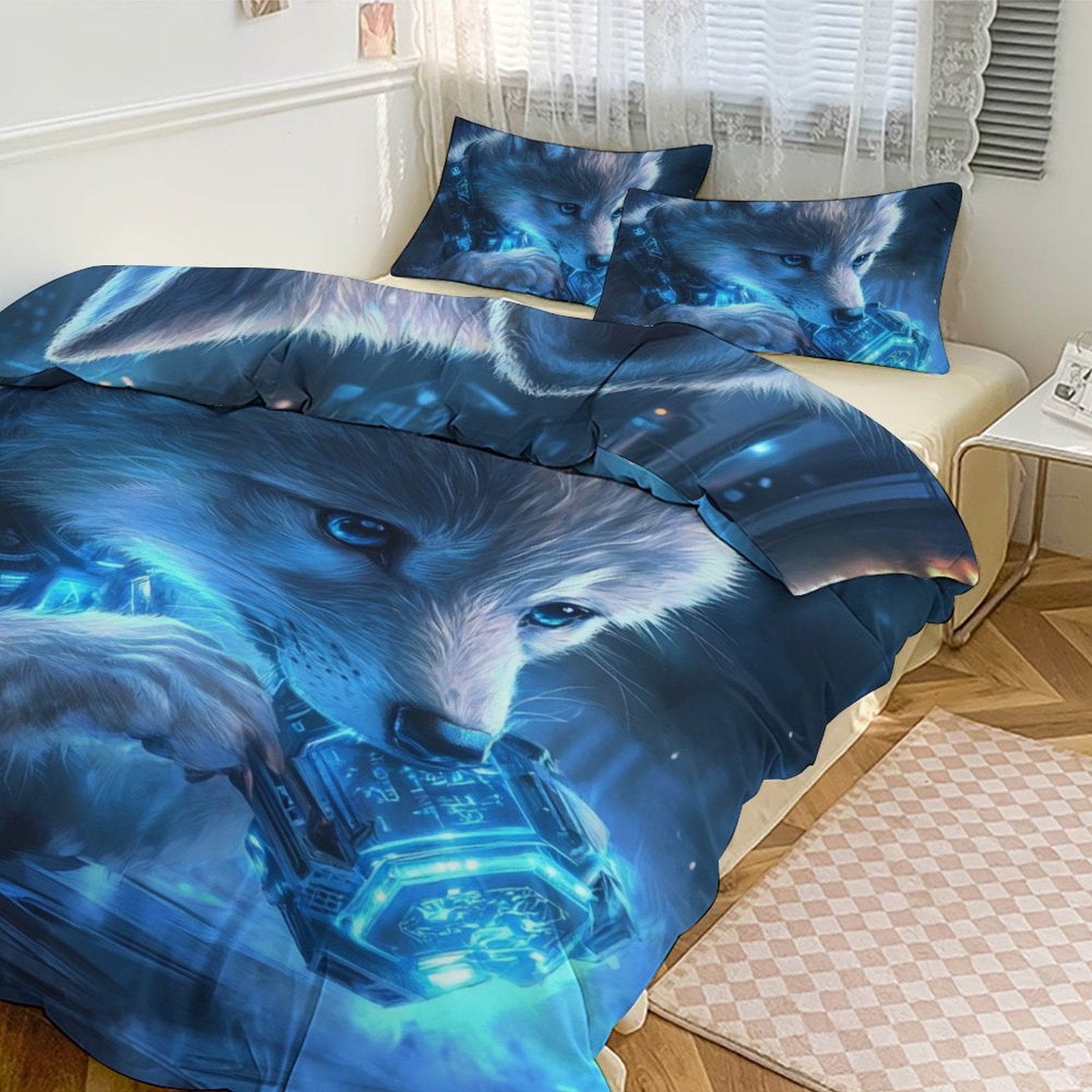 Jungle Wolf Mech Bedding Sets Twin Duvet Cover 3 Piece Cute Bed Set for ...