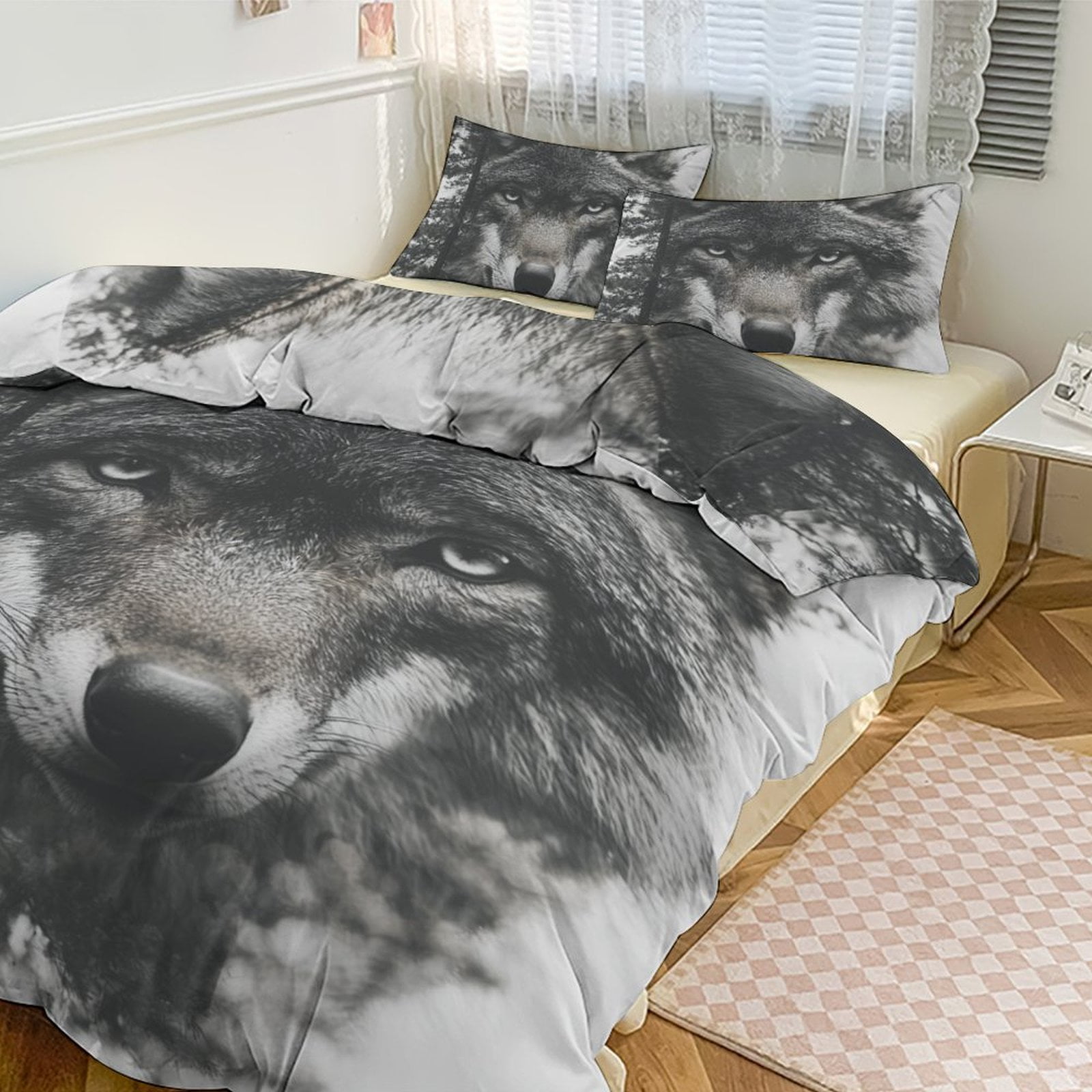 Jungle Wolf Mech Bedding Sets Twin Duvet Cover 3 Piece Cute Bed Set for ...