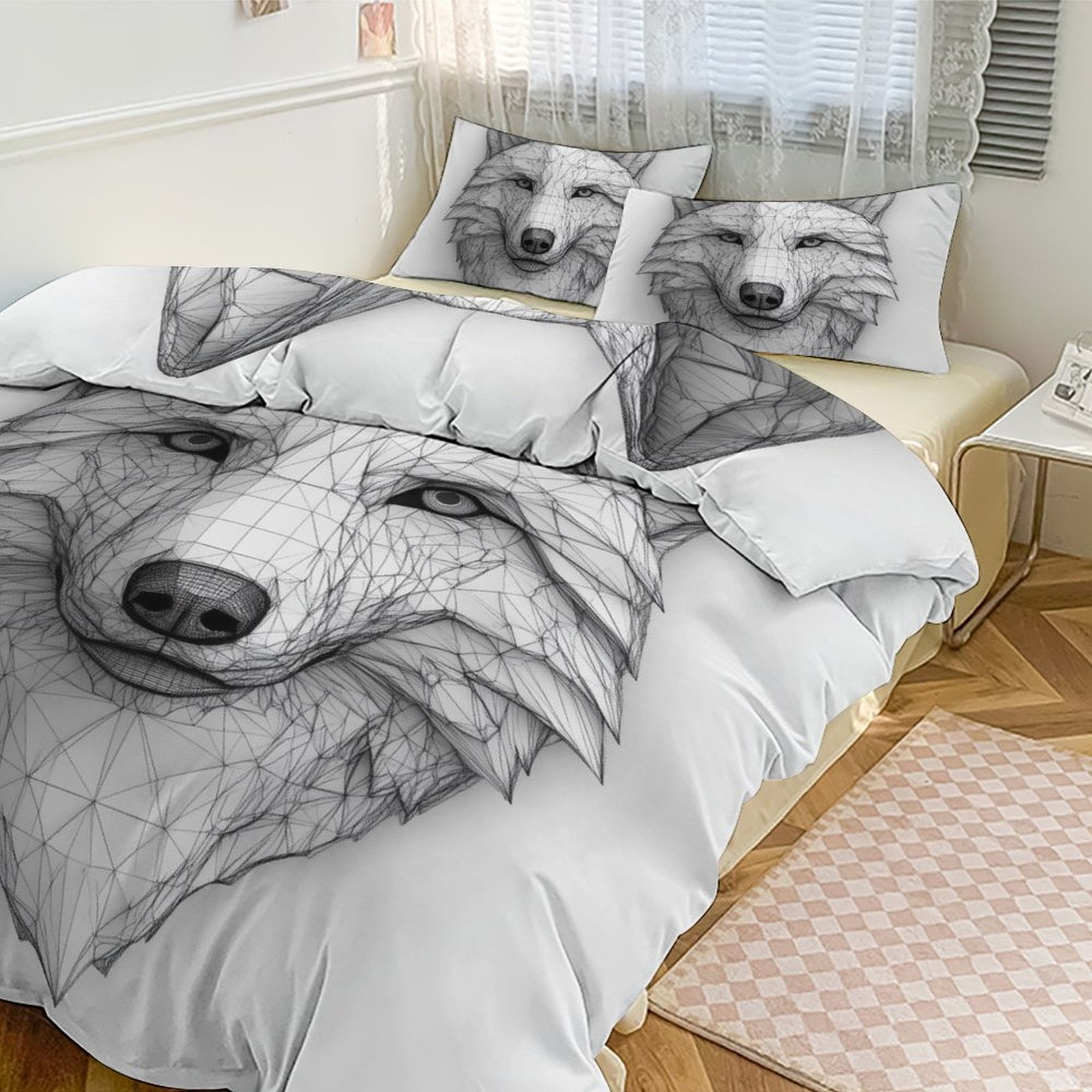 Jungle Wolf Mech Bedding Sets Twin Duvet Cover 3 Piece Cute Bed Set for ...
