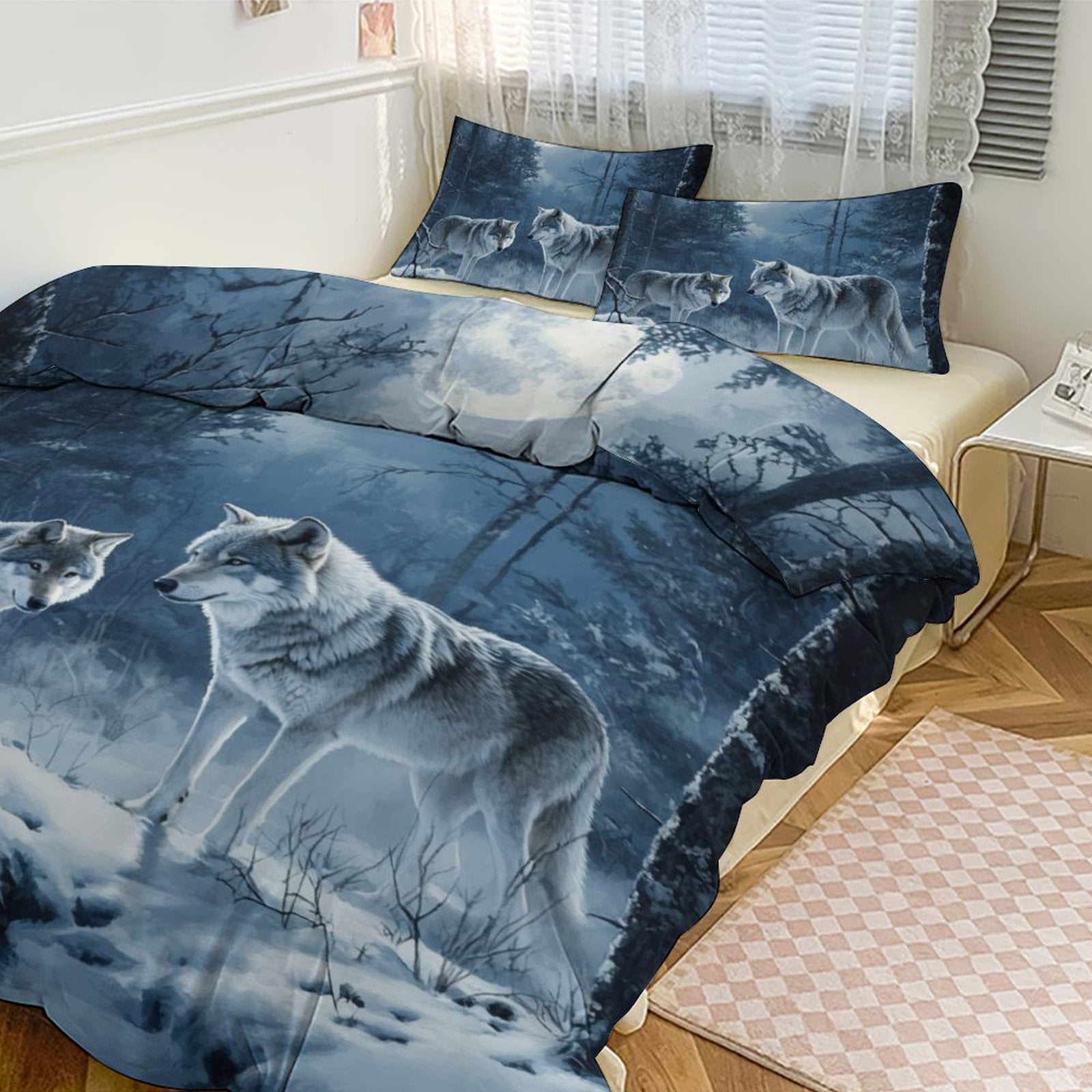 Jungle Wolf Mech Bedding Sets Twin Duvet Cover 3 Piece Cute Bed Set for ...