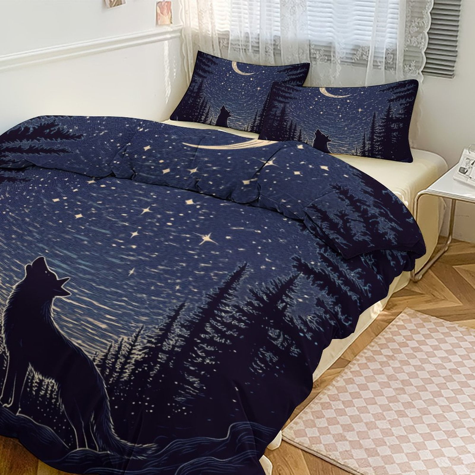 Jungle Wolf Mech Bedding Sets Twin Duvet Cover 3 Piece Cute Bed Set for ...