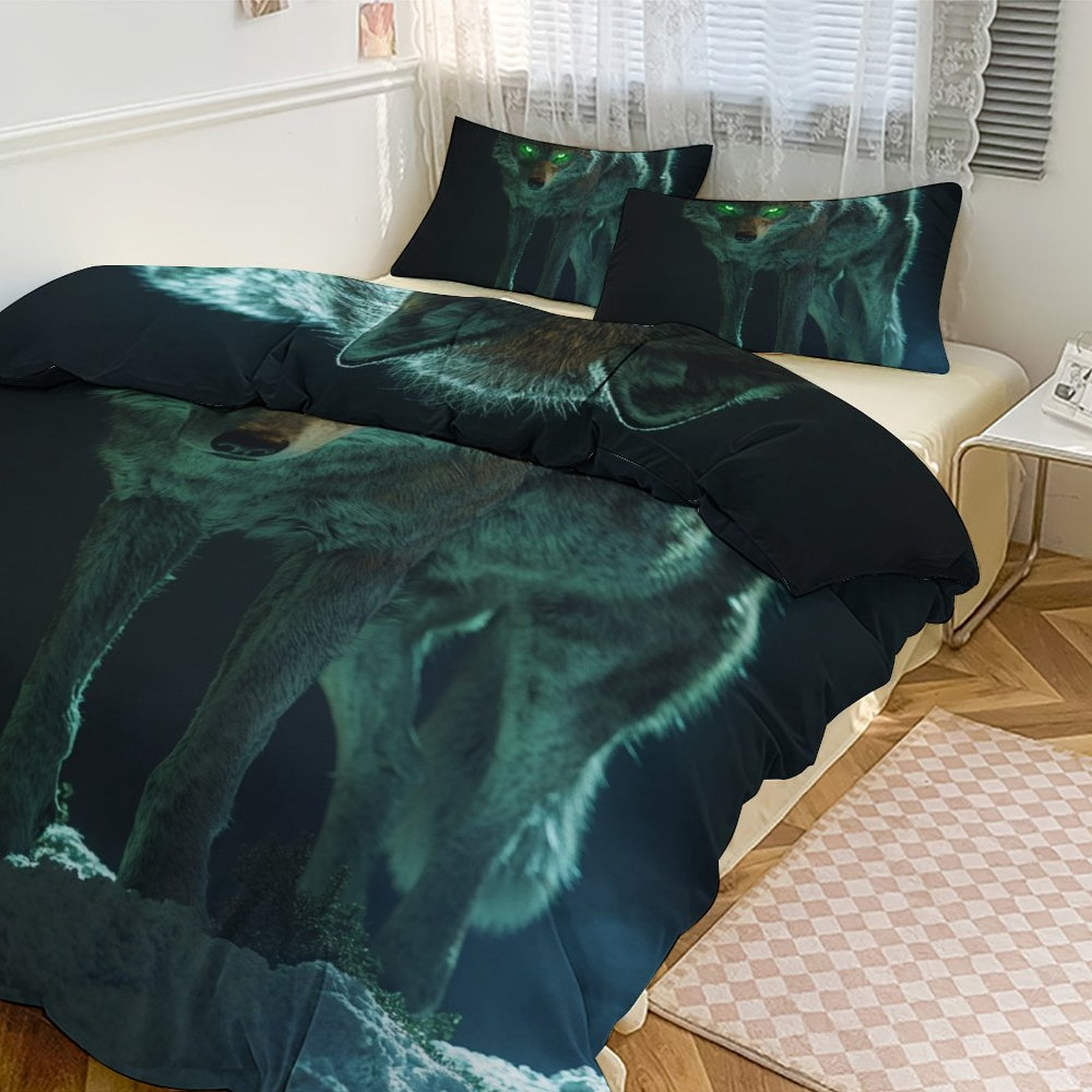Jungle Wolf Mech Bedding Sets Twin Duvet Cover 3 Piece Cute Bed Set for ...