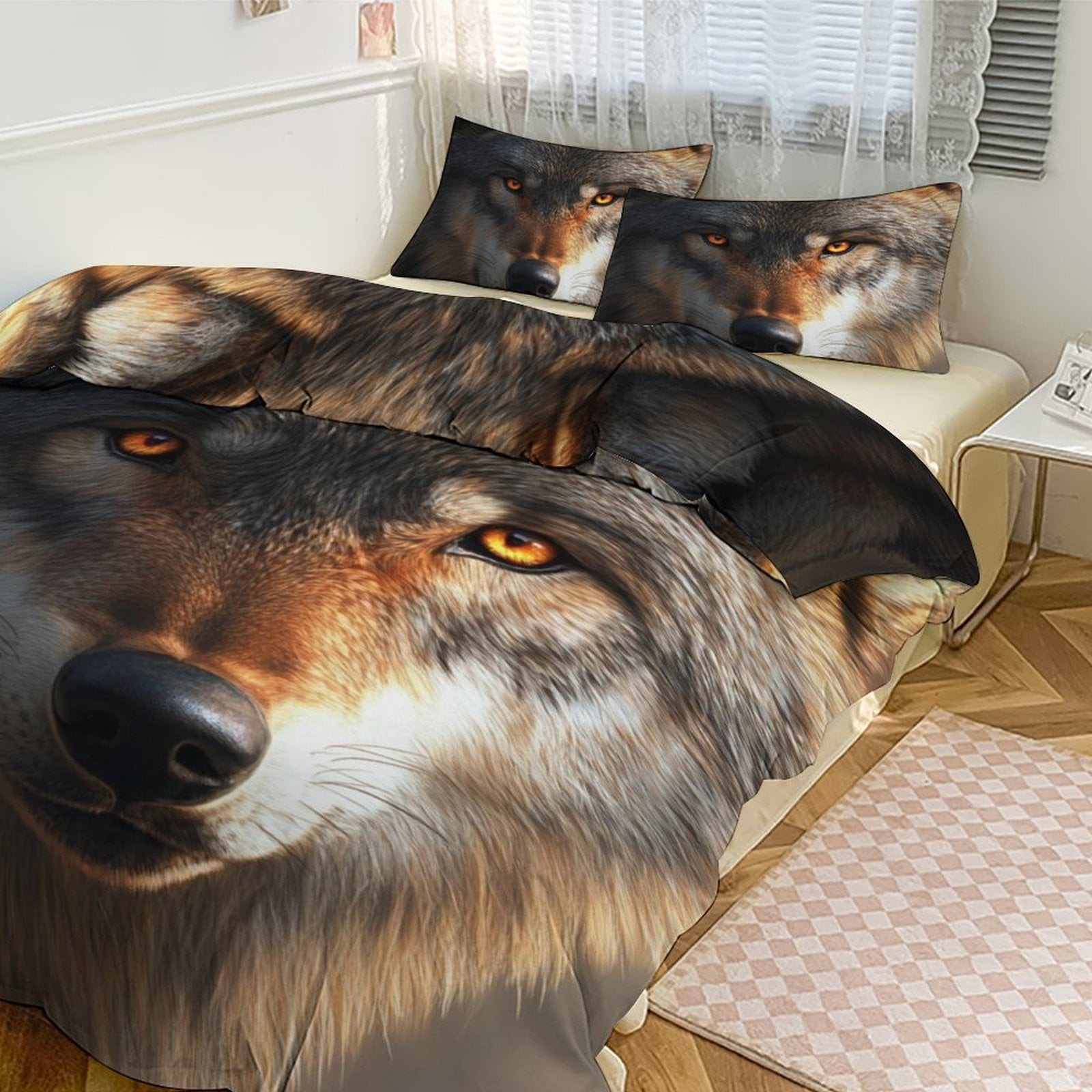 Jungle Wolf Mech Bedding Sets Twin Duvet Cover 3 Piece Cute Bed Set for ...
