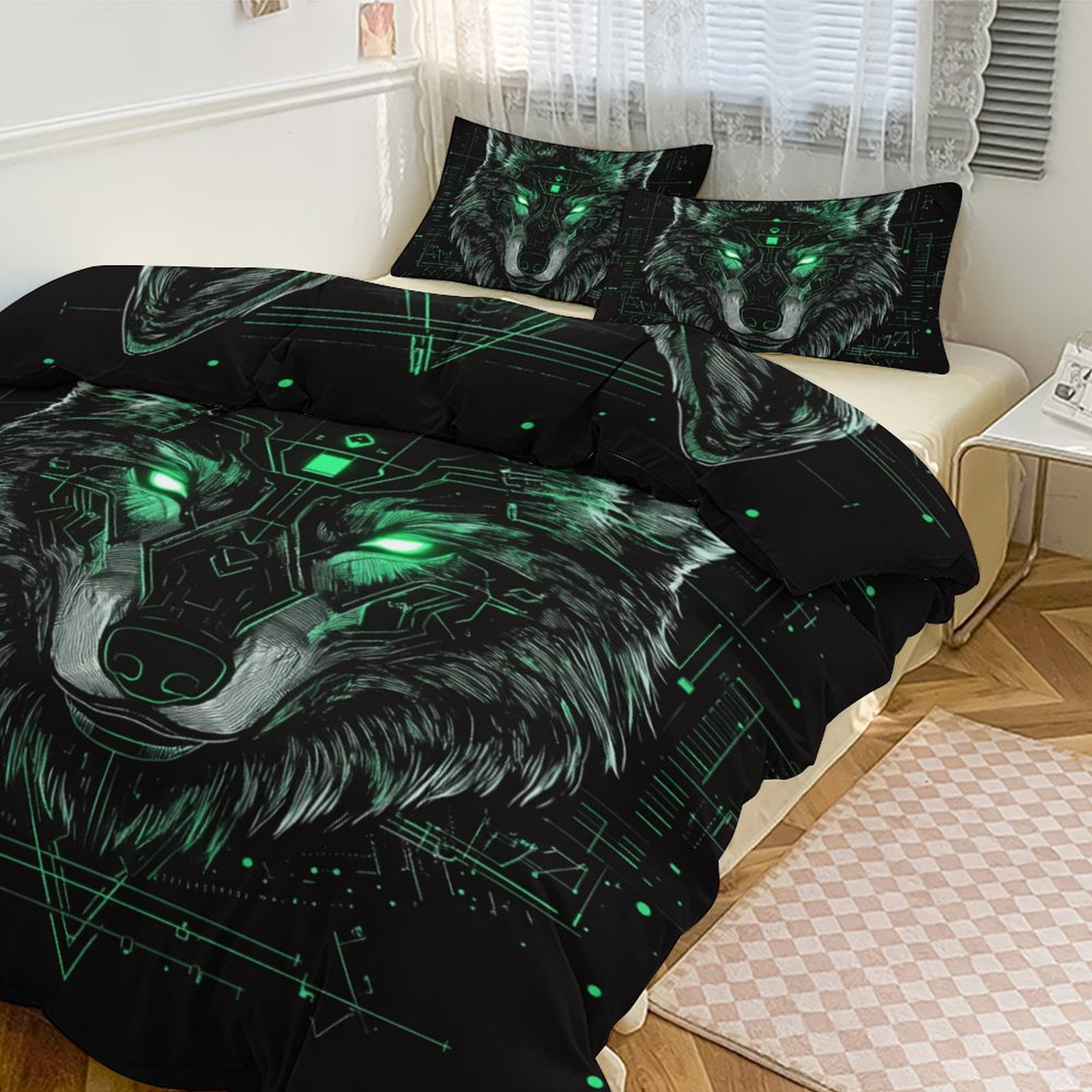 Jungle Wolf Mech Bedding Sets Twin Duvet Cover 3 Piece Cute Bed Set for ...