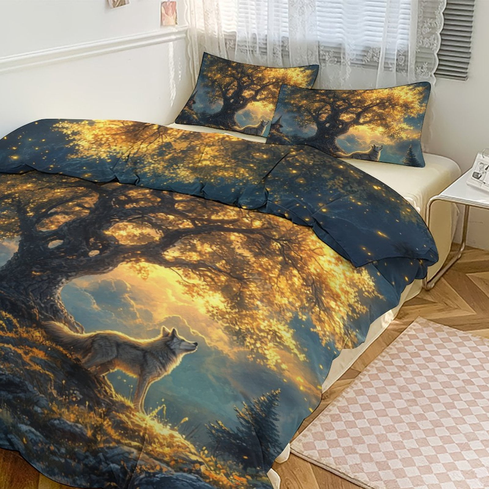 Jungle Wolf Mech Bedding Sets Twin Duvet Cover 3 Piece Cute Bed Set for ...