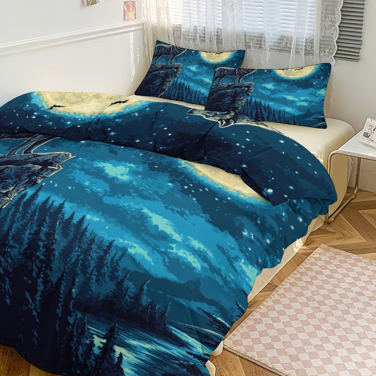 Jungle Wolf Mech Bedding Sets Twin Duvet Cover 3 Piece Cute Bed Set for ...