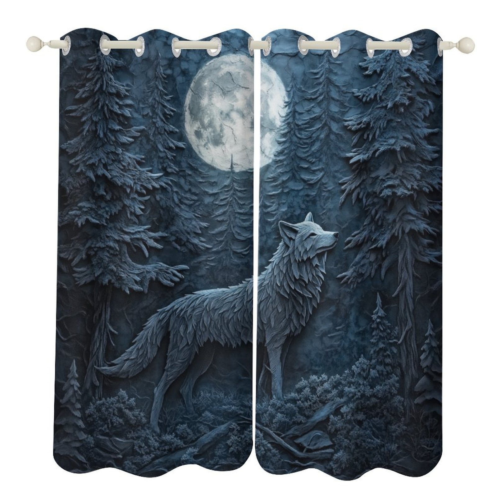 Jungle Wolf Mech Grommet Blackout Curtains for Bedroom And Living Room ...