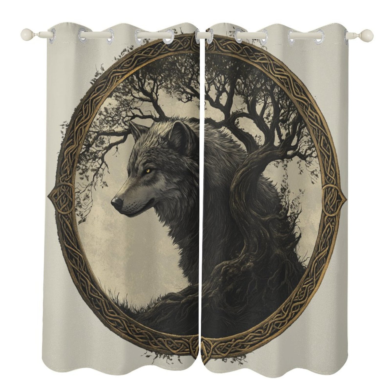 Jungle Wolf Mech Grommet Blackout Curtains for Bedroom And Living Room ...