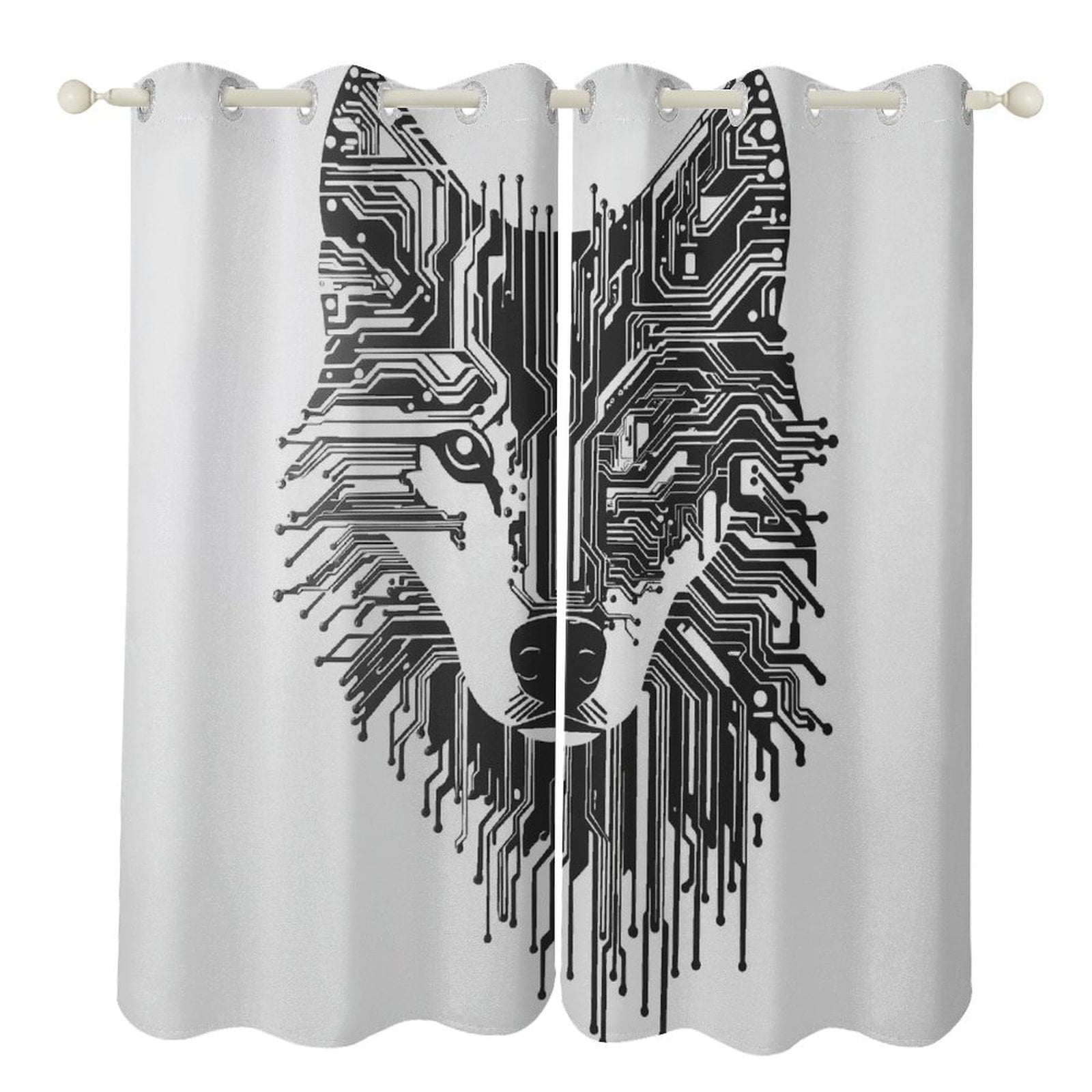 Jungle Wolf Mech Grommet Blackout Curtains for Bedroom And Living Room ...